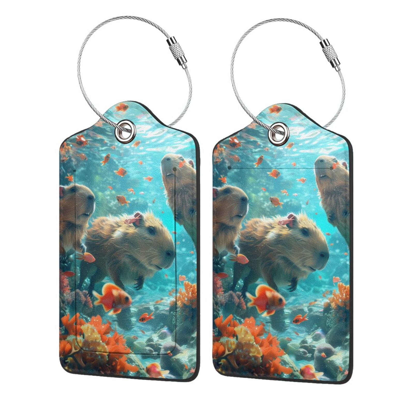 Pofeuu Underwater Swimming Guinea Pig Print Luggage Tags, Privacy Cover ...