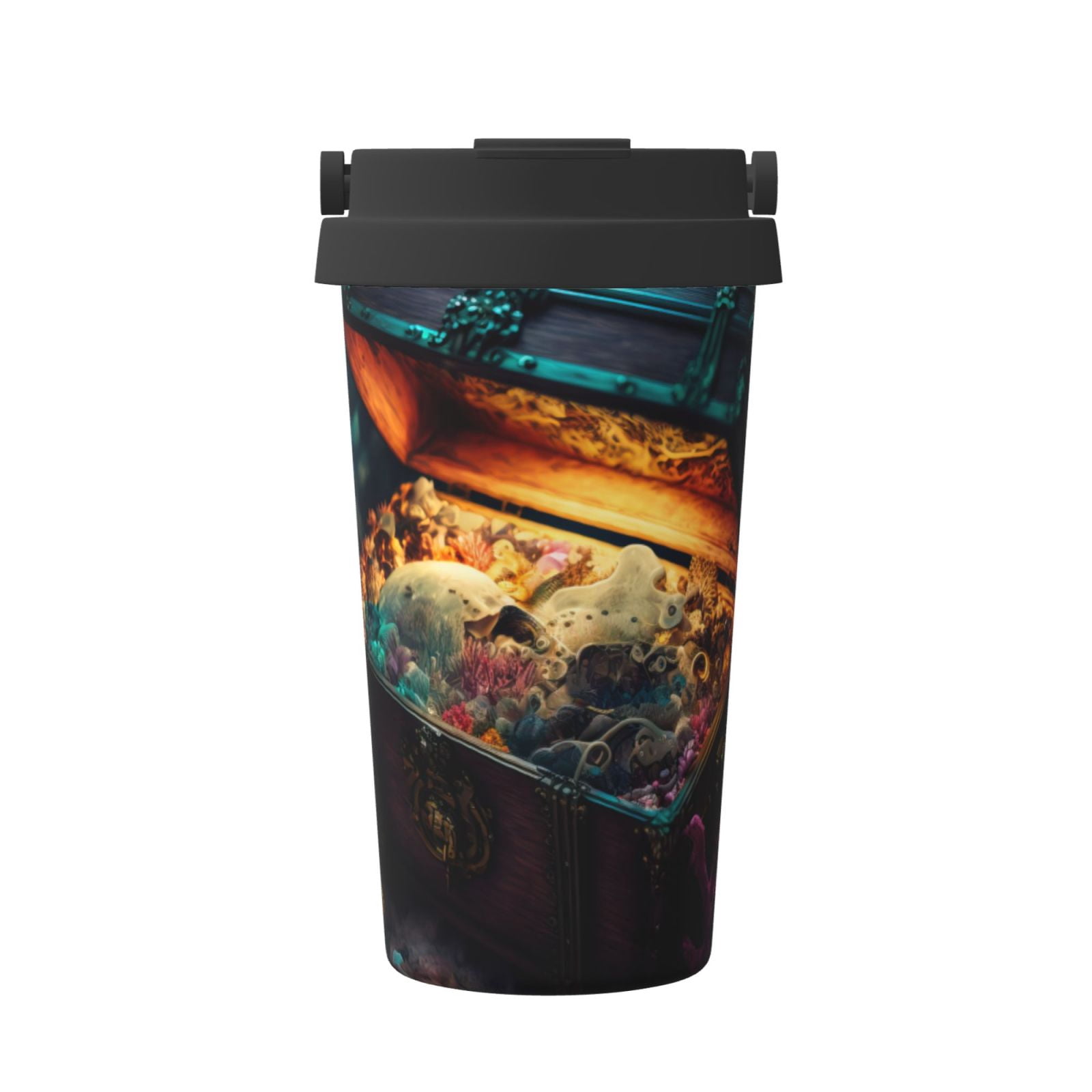 Pofeuu Underwater Treasure Chest Print Coffee Mug,Iced Coffee Tumbler ...