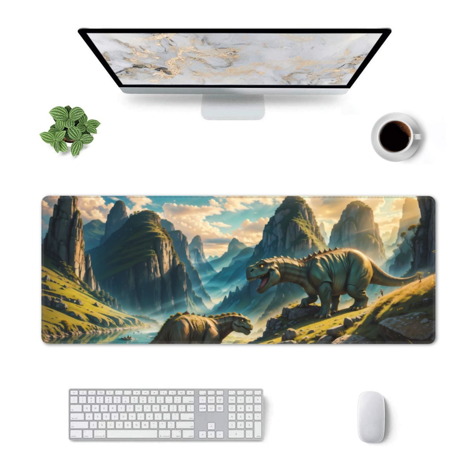 Pofeuu Valley River Dinosaur Print Desk Mat for Keyboard and Mouse ...