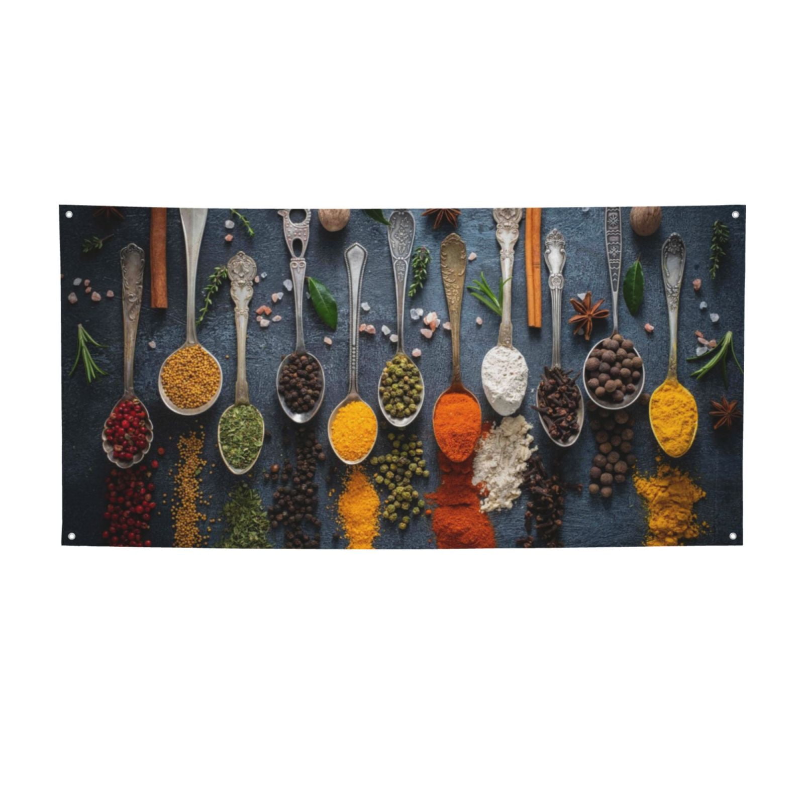 Pofeuu Various Herbs And Spices In Spoons Print Colorful Yard Festival ...