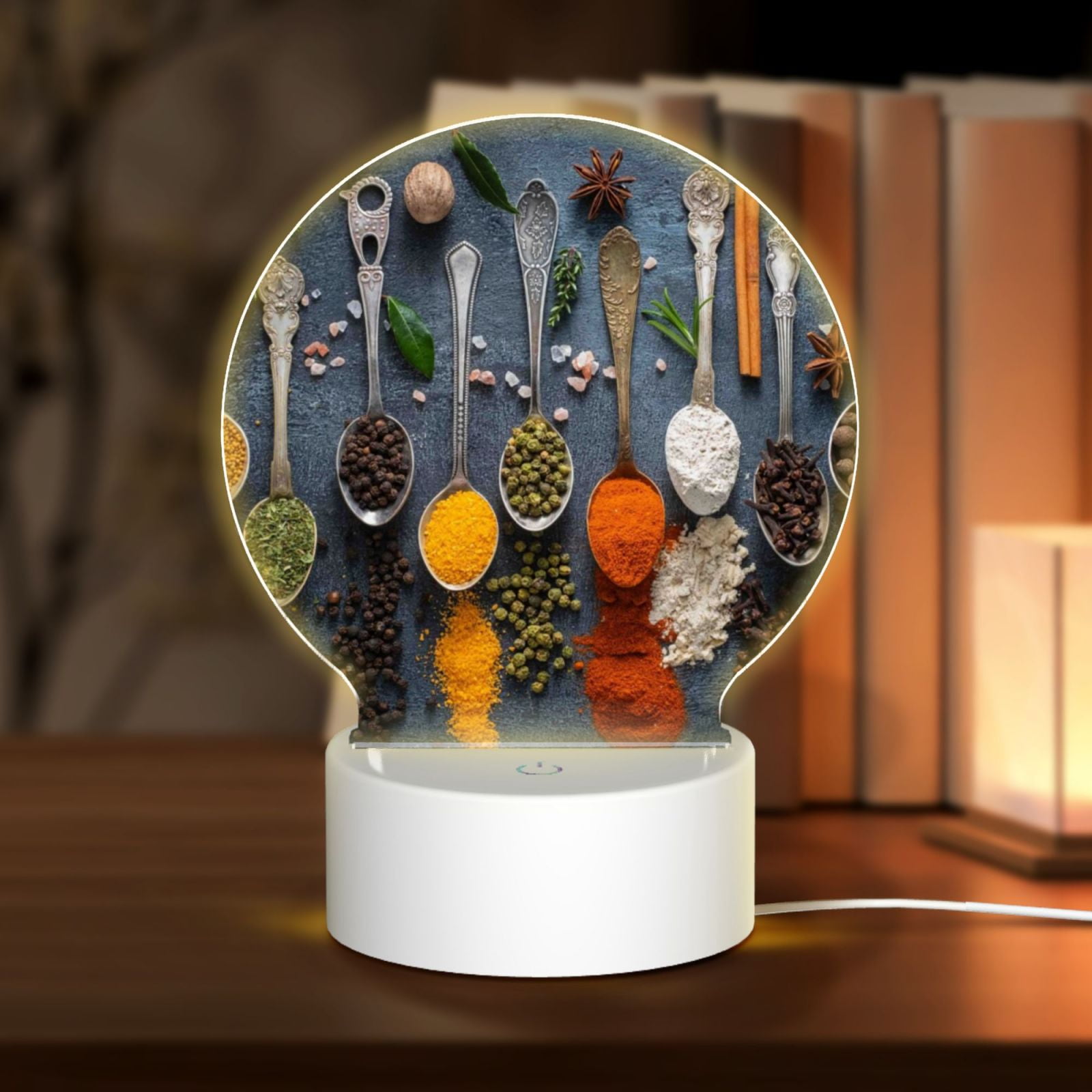 Pofeuu Various Herbs And Spices In Spoons Print LED Christmas Night ...