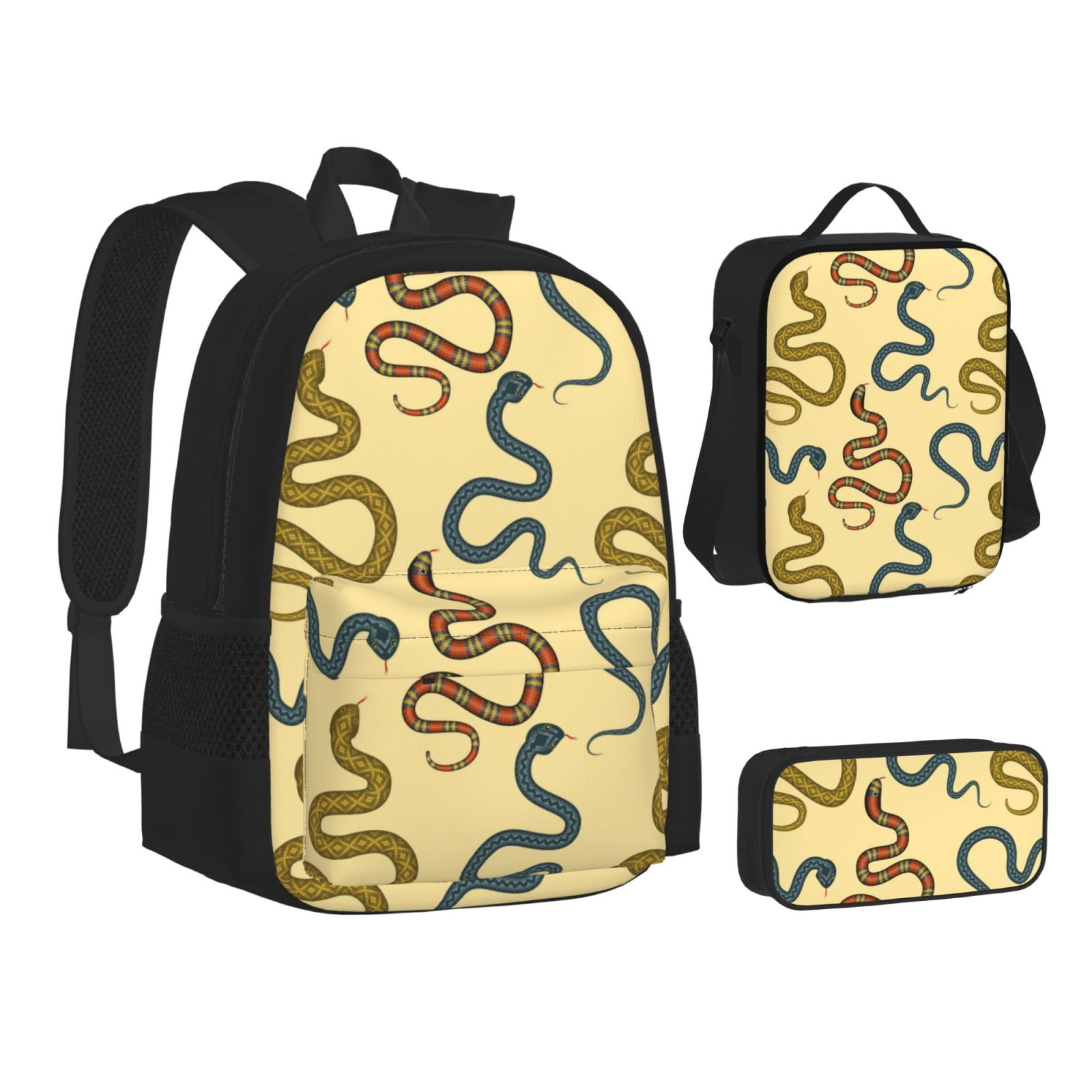 Pofeuu Various Snake Print Backpack Travel Backpacks With Lunch Bag ...