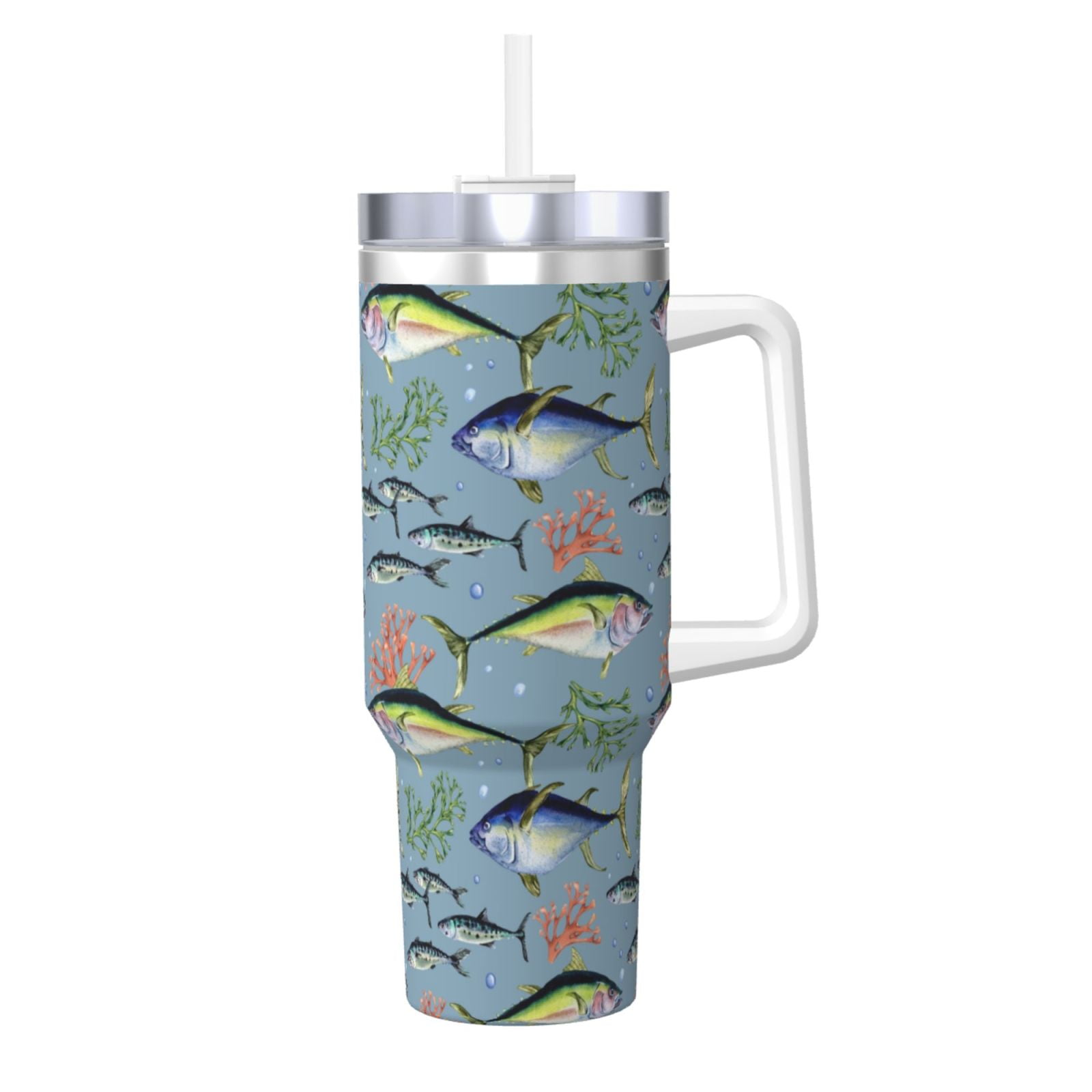 Pofeuu Various Wild Sea Fish Print 40oz Ice Bully With Handle And Straw ...