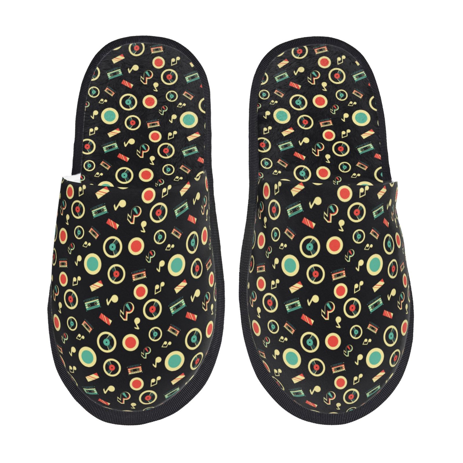 Pofeuu Vector Retro Music Print EVA Fuzzy House super light Slippers ...