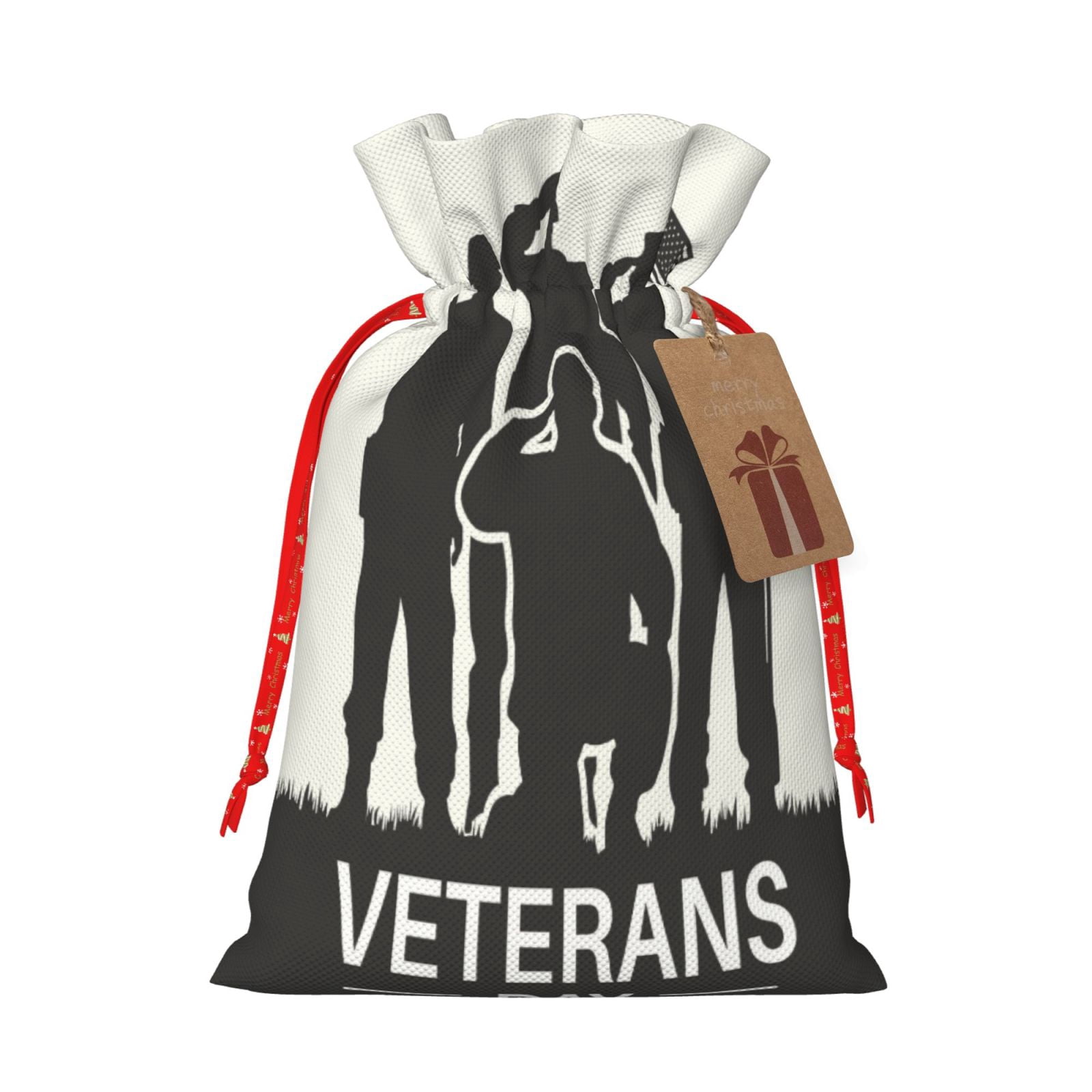 Pofeuu Veterans Day Print Burlap Bags with Drawstrings Drawstring Gift ...