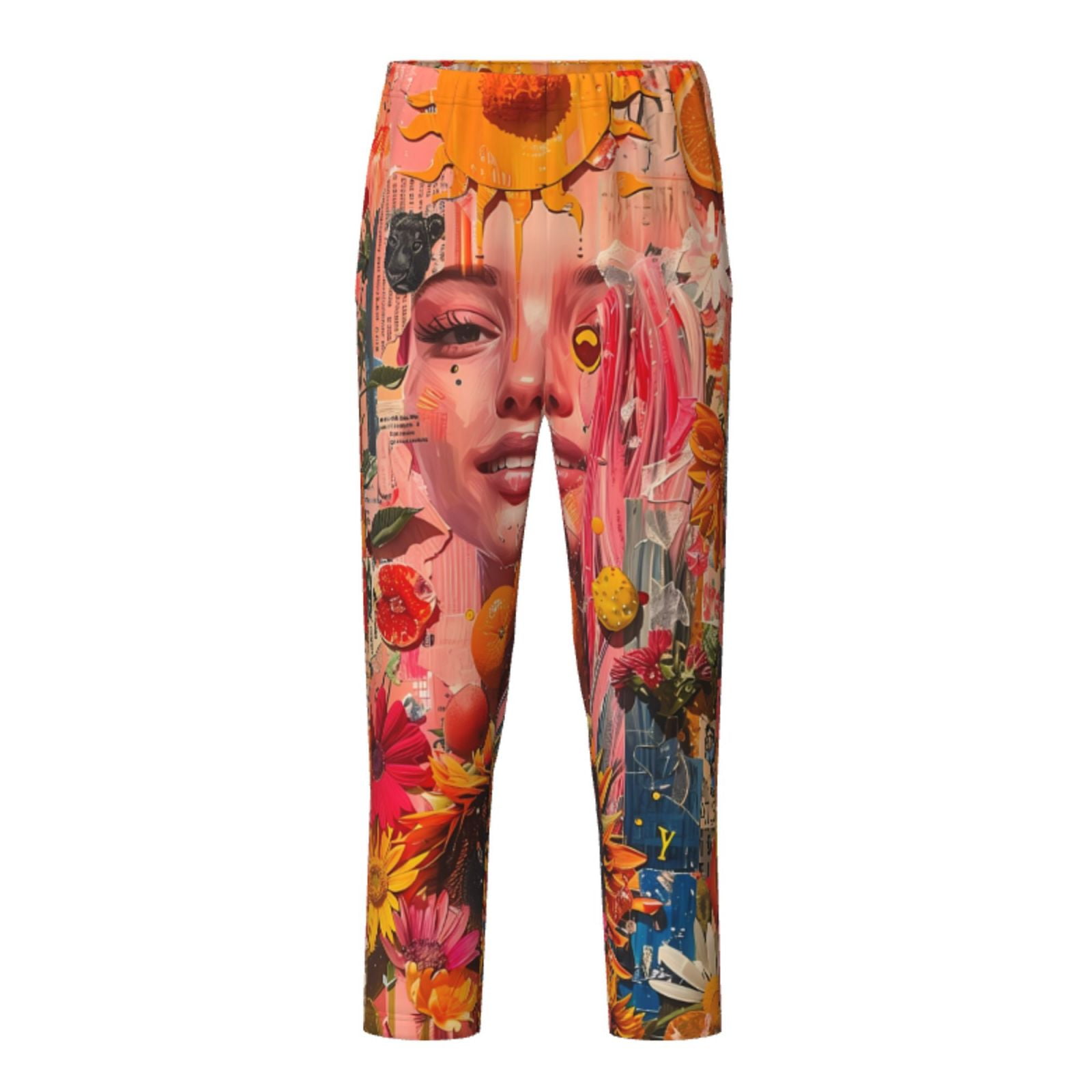 Pofeuu Vibrant Floral Collage Portrait Print Teenagers' Pajama Pants ...