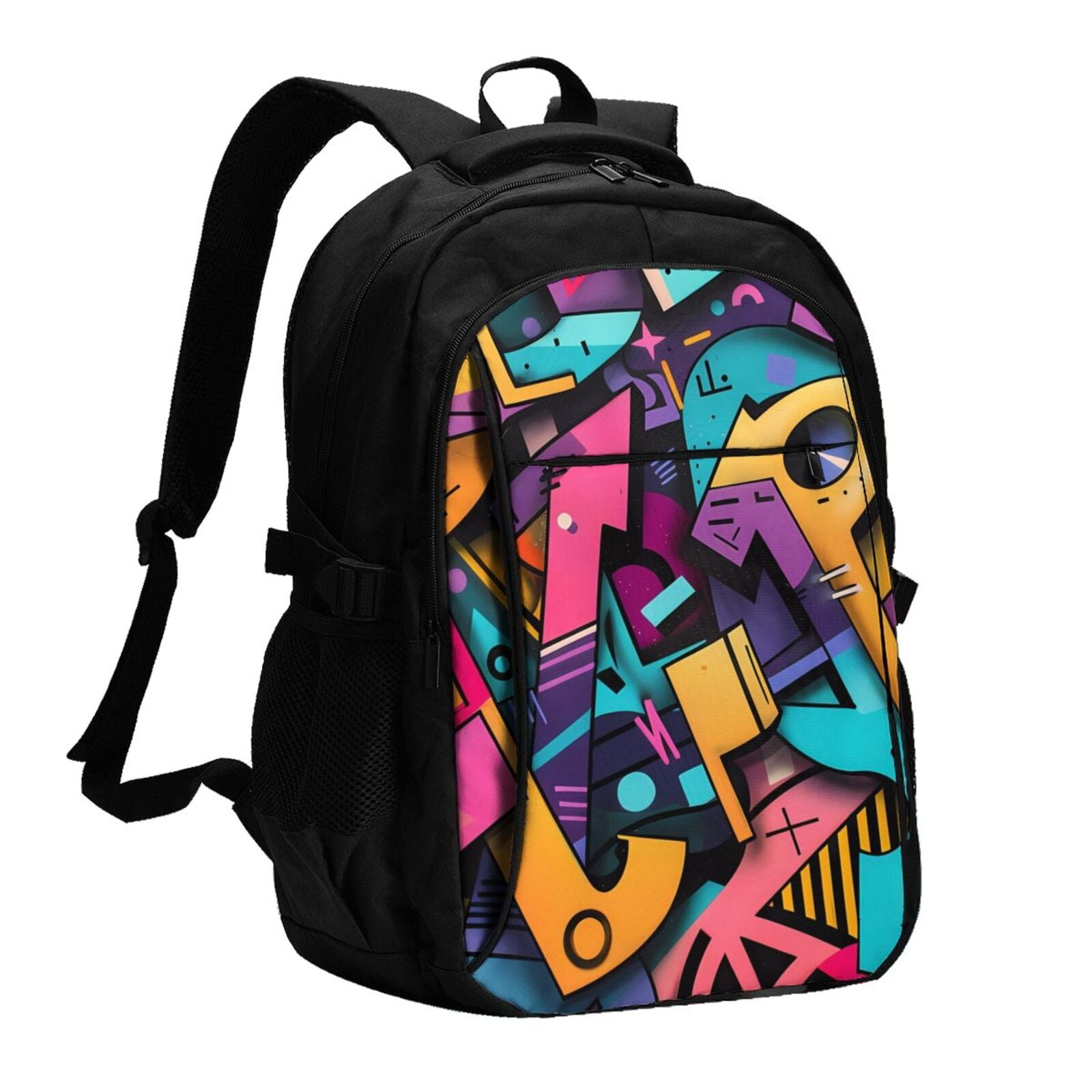 Pofeuu Vibrant Graffiti Urban Art Print Storage Laptop Backpack with ...