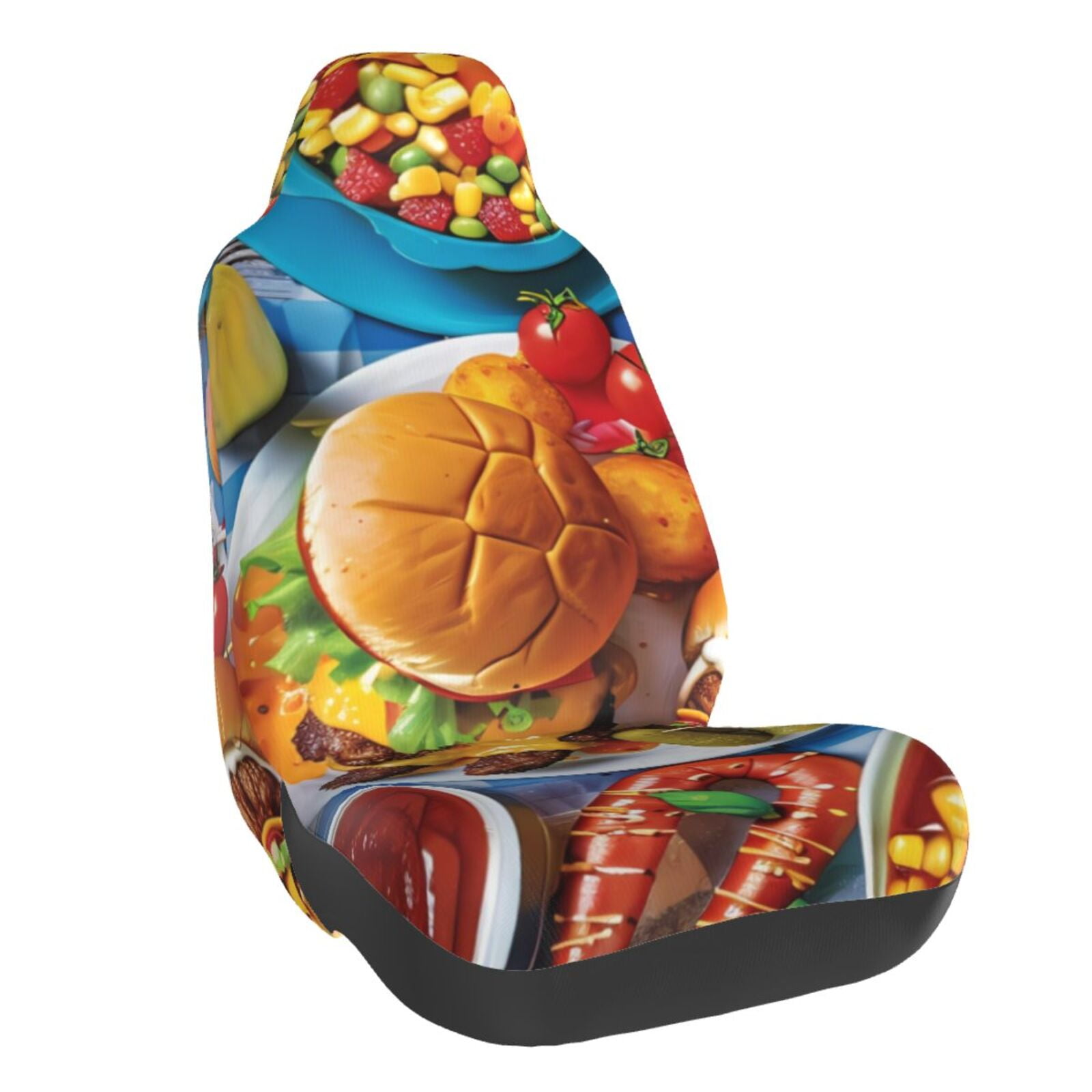 Pofeuu Vibrant Picnic Food Spread Print Automotive Car Seat Covers Flat ...