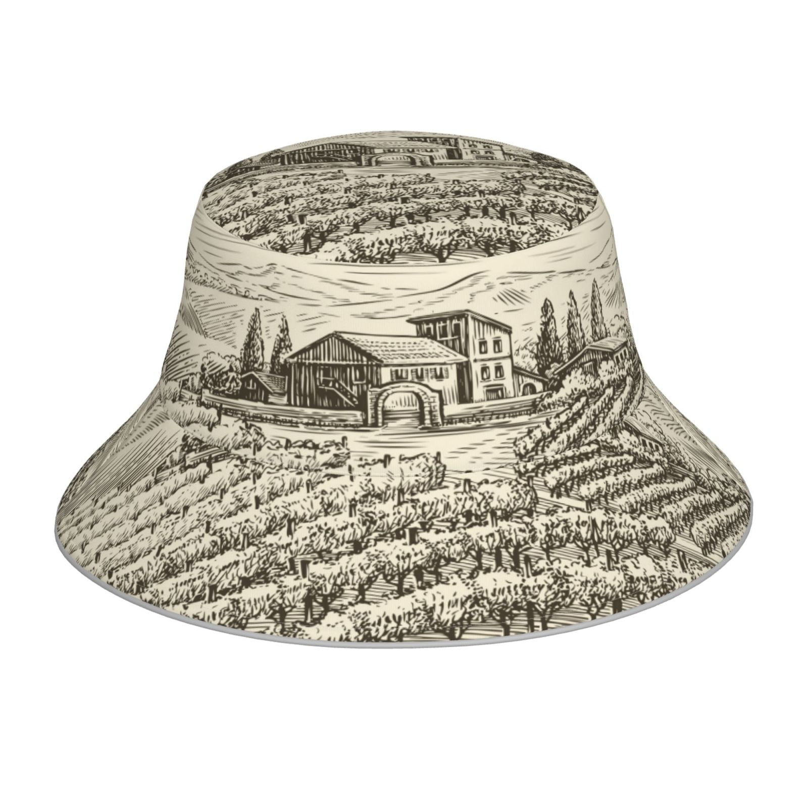 Pofeuu Vineyard Landscape Print Bucket Hat for Women Men Reflective ...