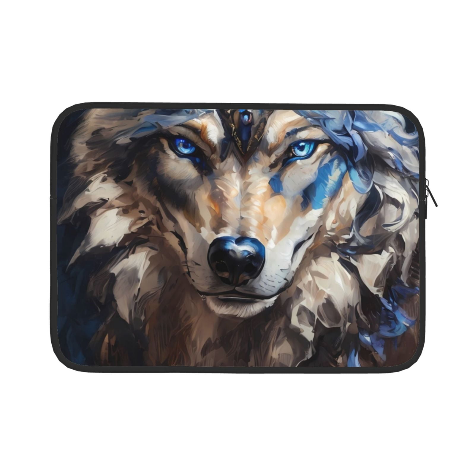 Pofeuu Vintage Blue Floral Wolf Print Laptop Carrying Case,13-15-Inch ...