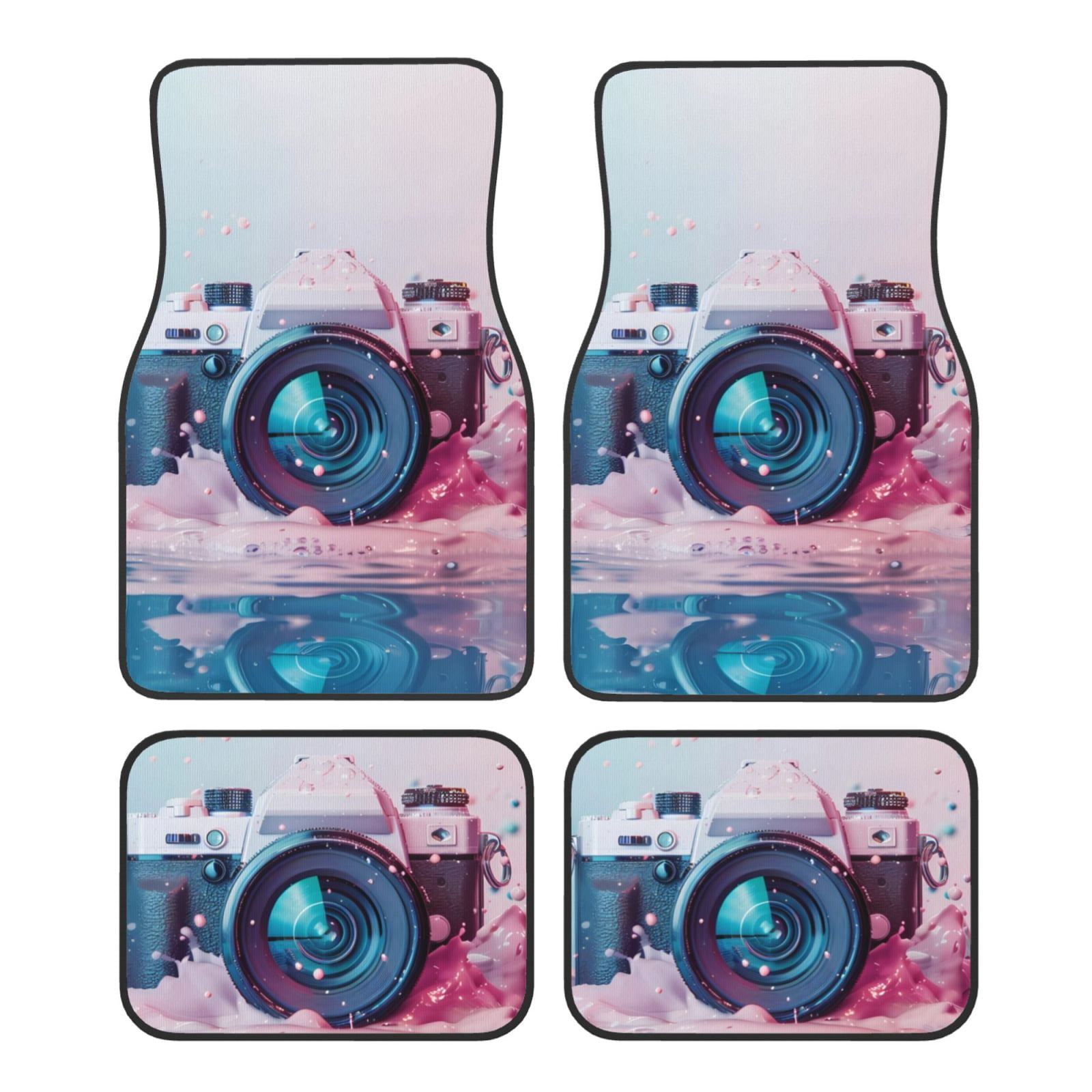 Pofeuu Vintage Camera Splash Art Print Car Foot Mat Set of 4 Pieces ...