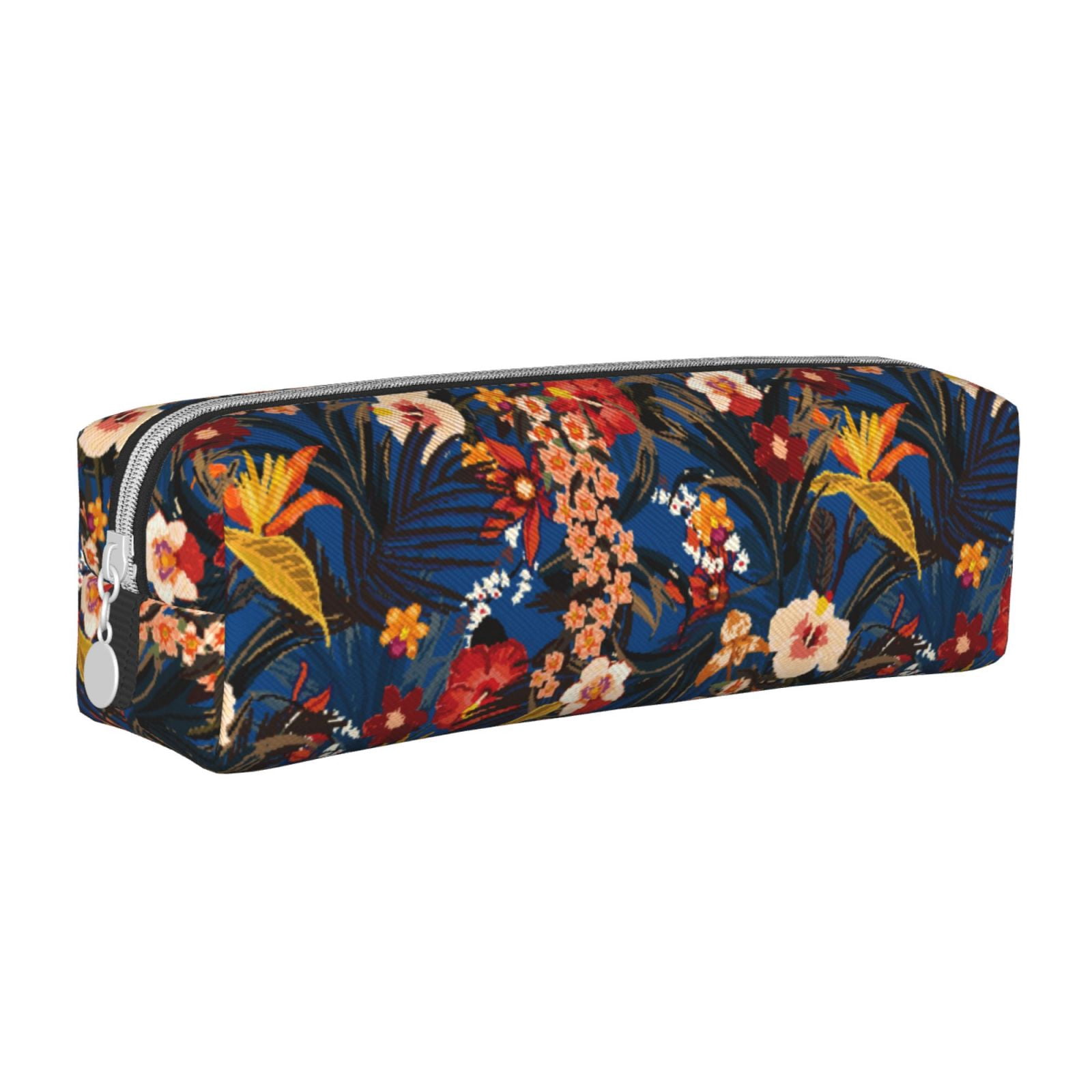Pofeuu Vintage Floral Print Leather Pencil Case, Leather Pencil Pouch ...