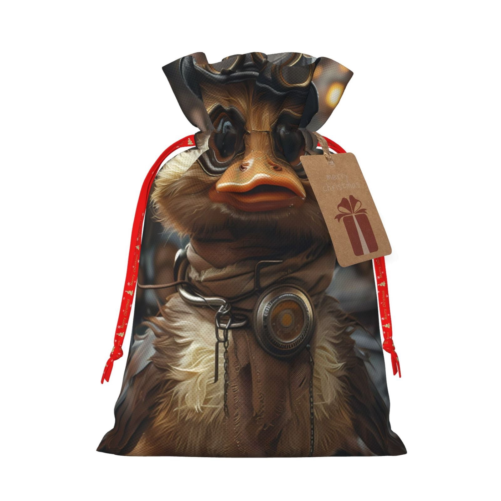 Pofeuu Vintage Gentleman Duck Print Burlap Bags with Drawstrings ...