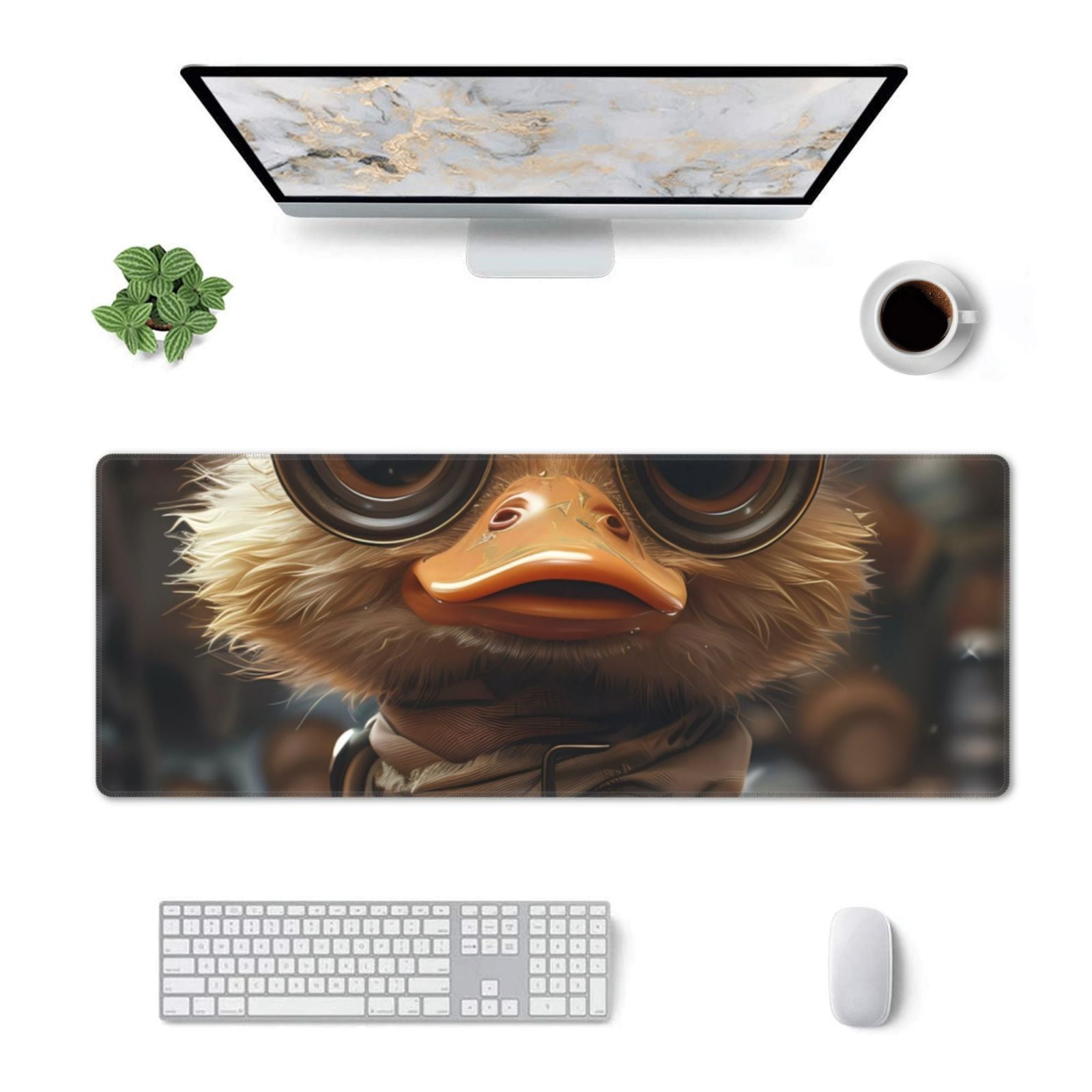 Pofeuu Vintage Gentleman Duck Print Desk Mat for Keyboard and Mouse ...