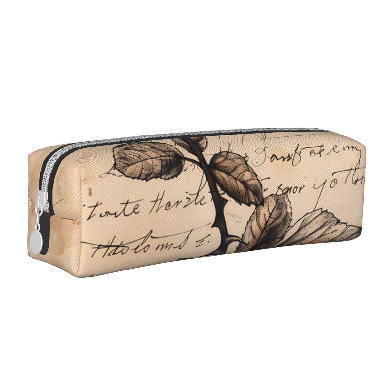 Pofeuu Vintage Rose Botanical Art Print Leather Pencil Case, Leather ...