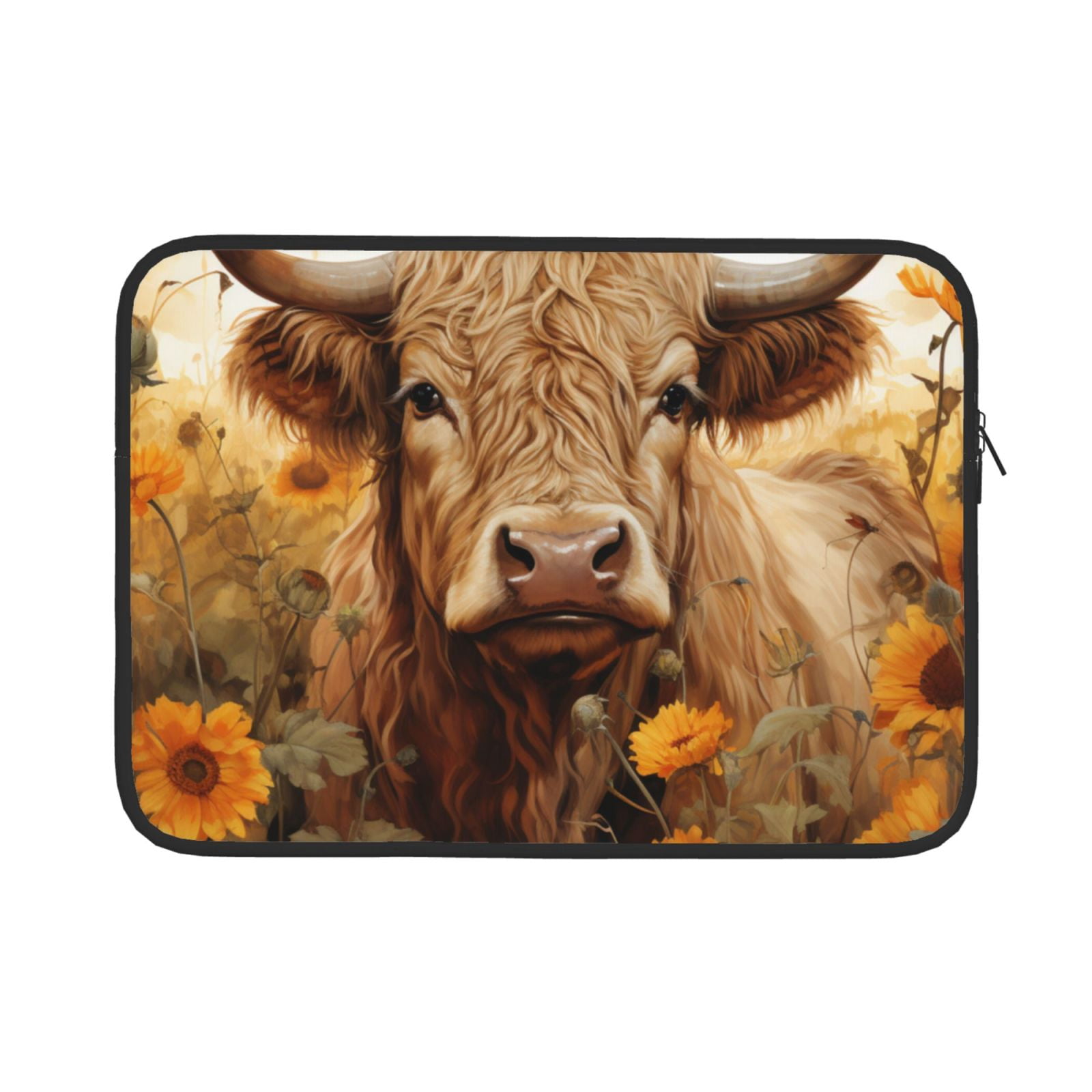 Pofeuu Vintage Sunflower Cow Print Laptop Carrying Case,13-15-Inch ...
