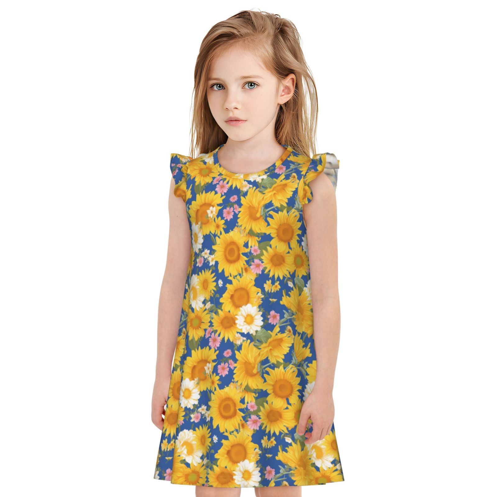Pofeuu Vintage White Yellow Sunflower Print Girls Nightgowns, Nightgown ...