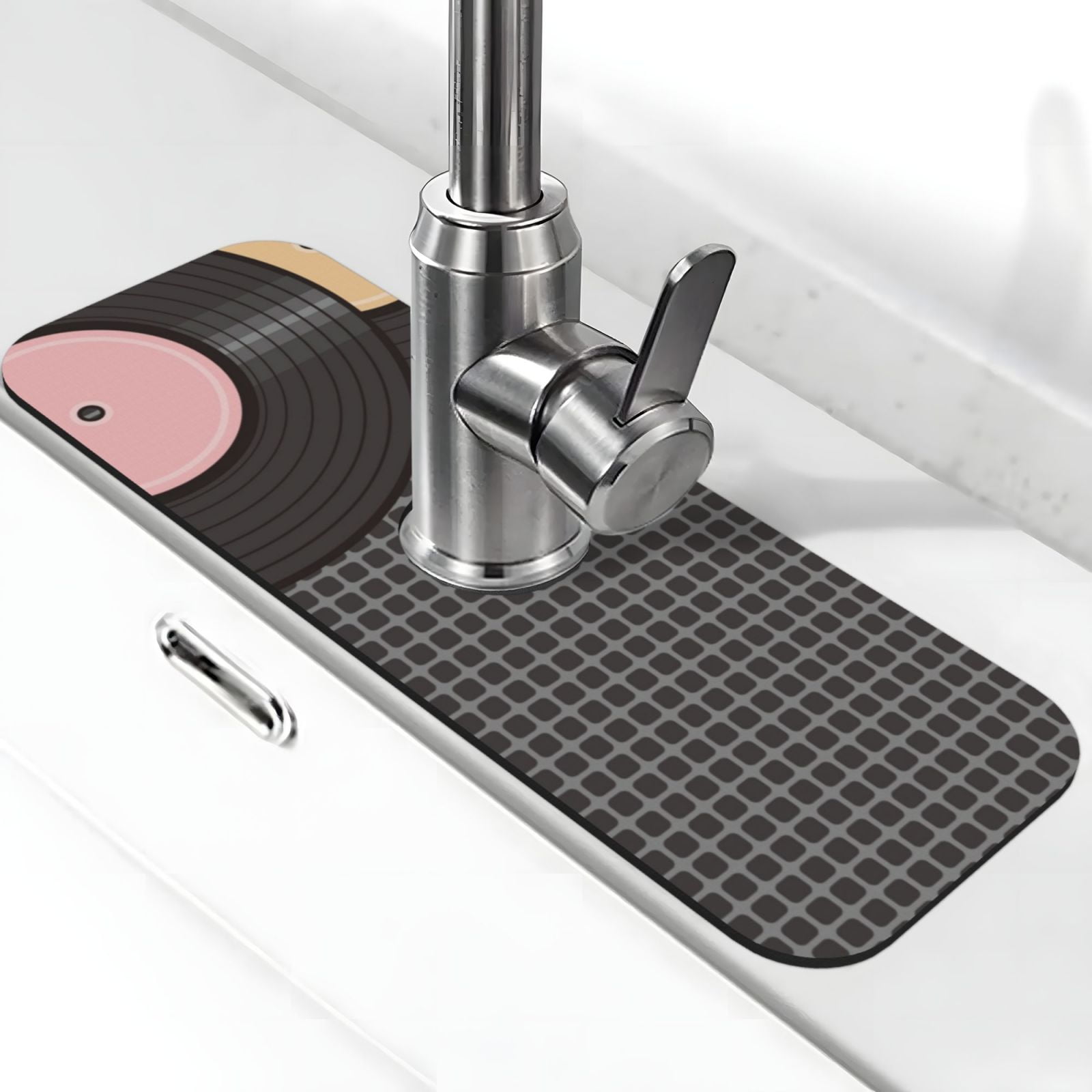 Pofeuu Vinyl Records Print Splash Guard for Sink Faucet Sink Gadgets ...