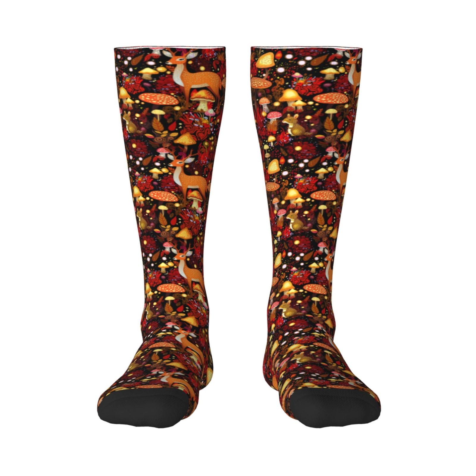 Pofeuu Warm Forest Plants and Deer Print Stockings, Adult Running ...