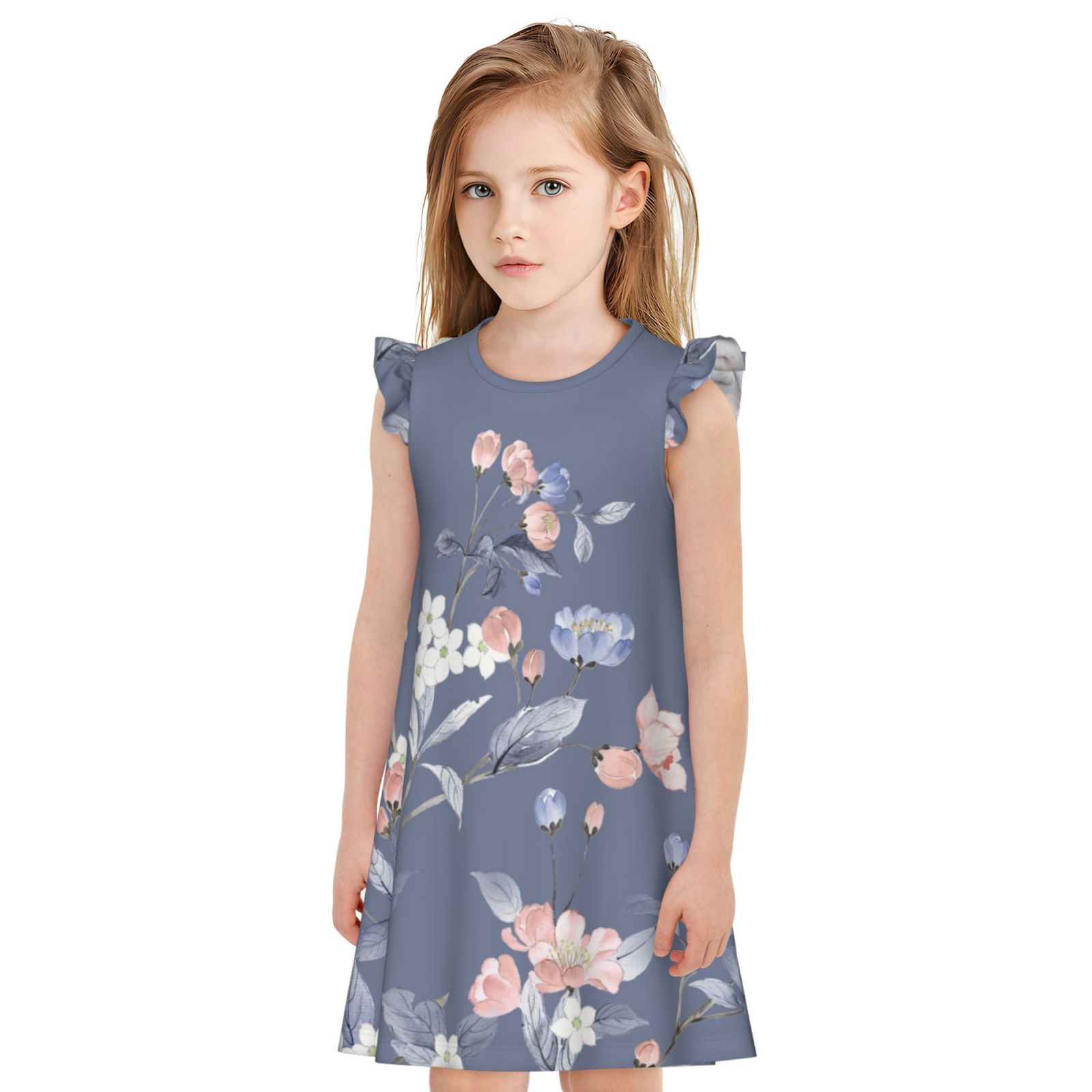 Pofeuu Watercolor Flowers Butterfly Print Girls Nightgowns, Nightgown ...