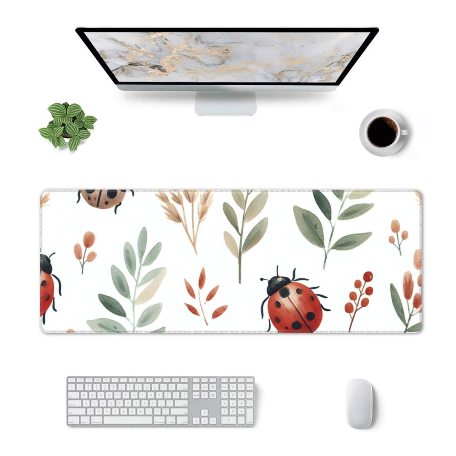 Pofeuu Watercolor Ladybug Print Desk Mat for Keyboard and Mouse ...