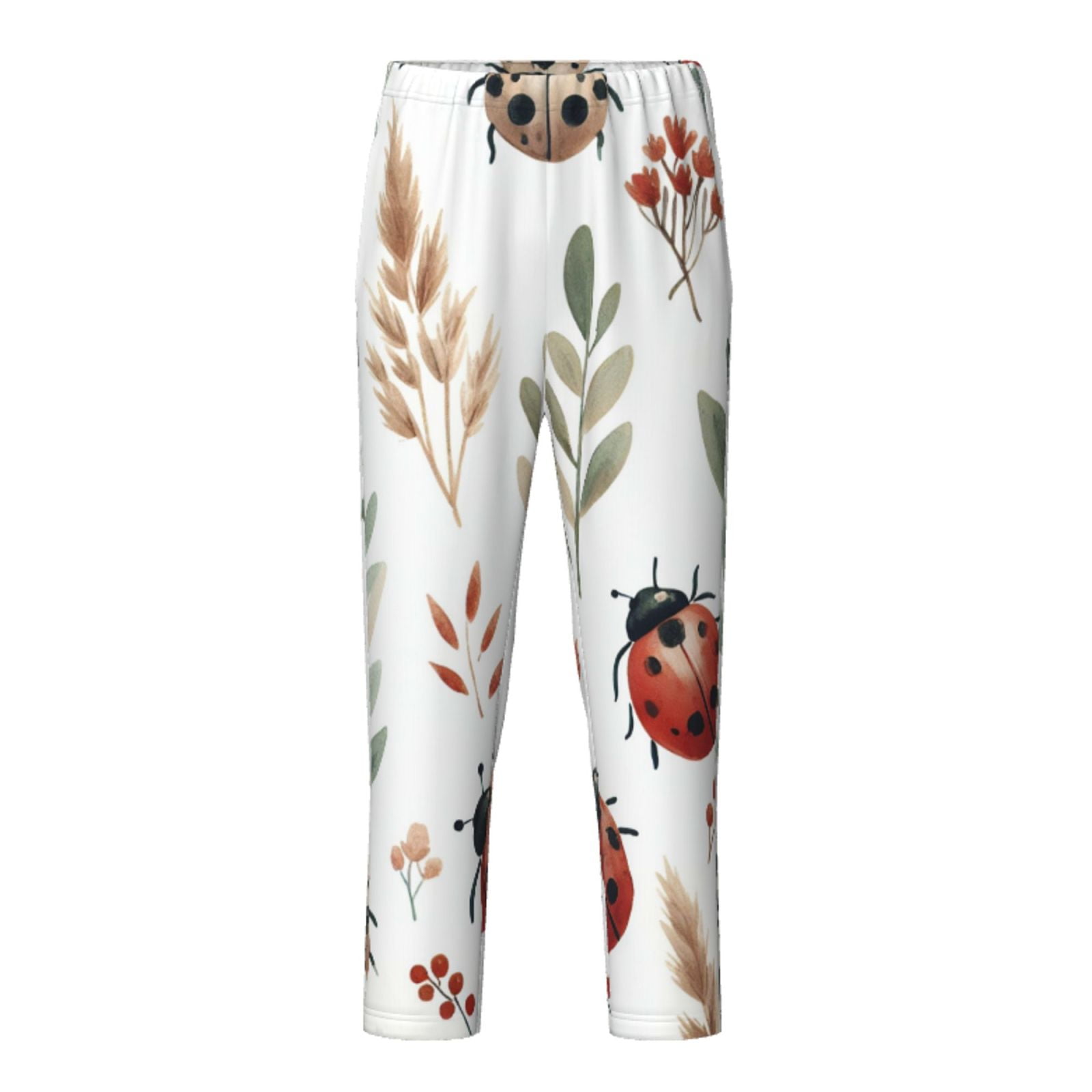 Pofeuu Watercolor Ladybug Print Teenagers' Pajama Pants, Soft Lounge ...
