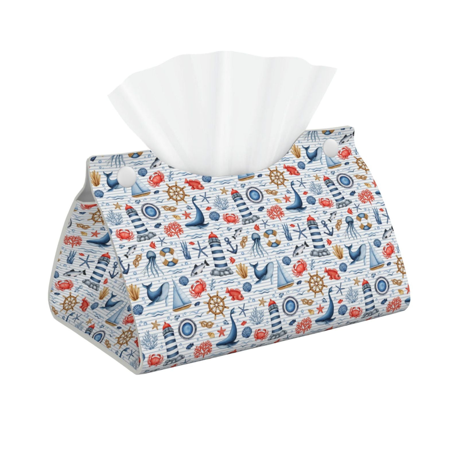 Pofeuu Watercolor Nautical Print Tissue Box Cover, Modern Decorative PU ...