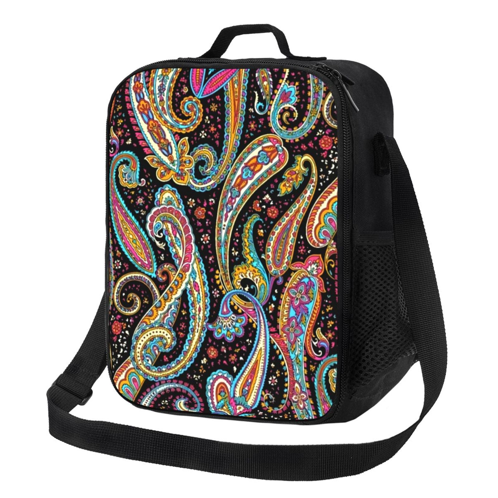 Tebeau Watercolor Romantic Paisley Print Lunch Box, Insulated Lunch Bag ...