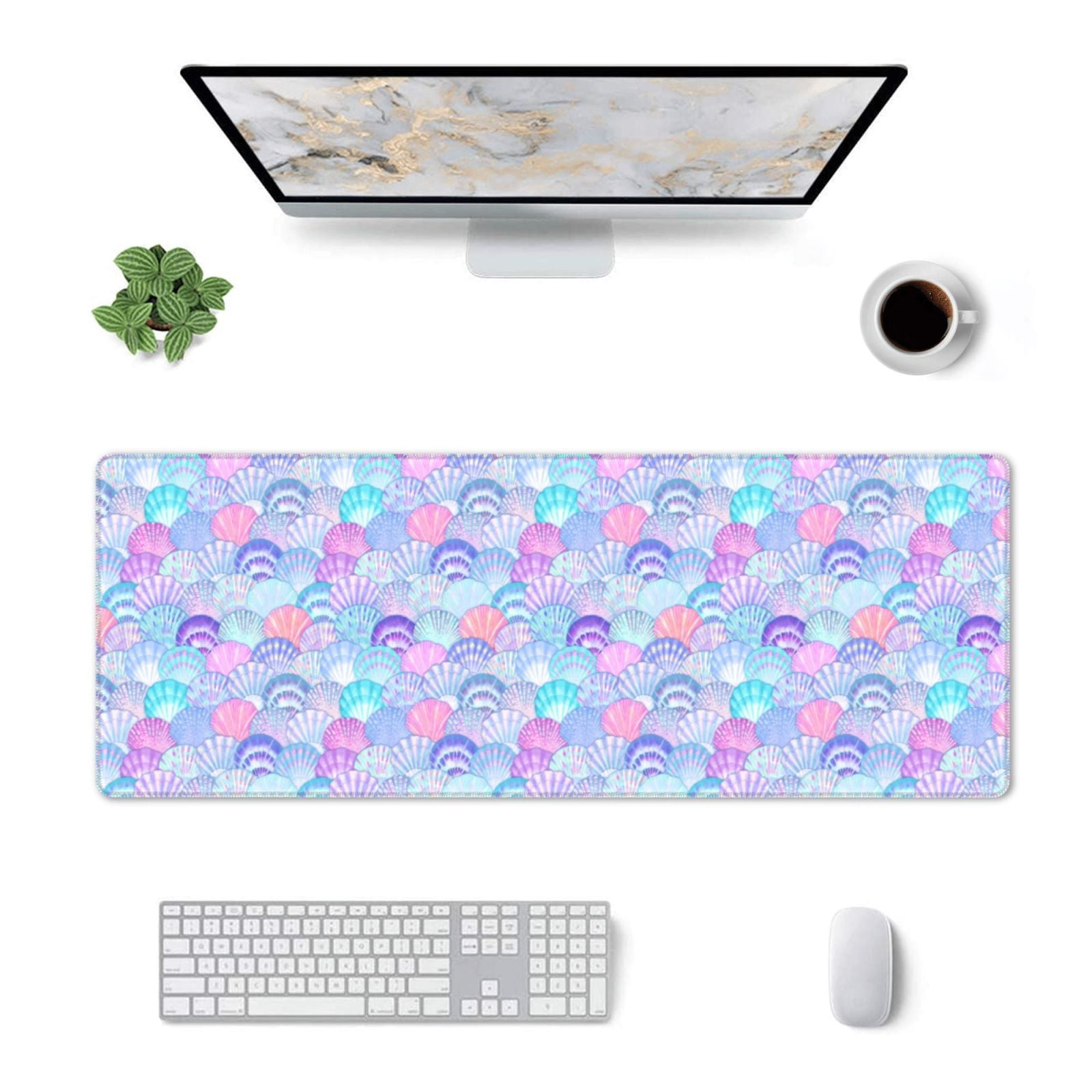Pofeuu Watercolor Sea Shells 1 Print Desk Mat for Keyboard and Mouse ...