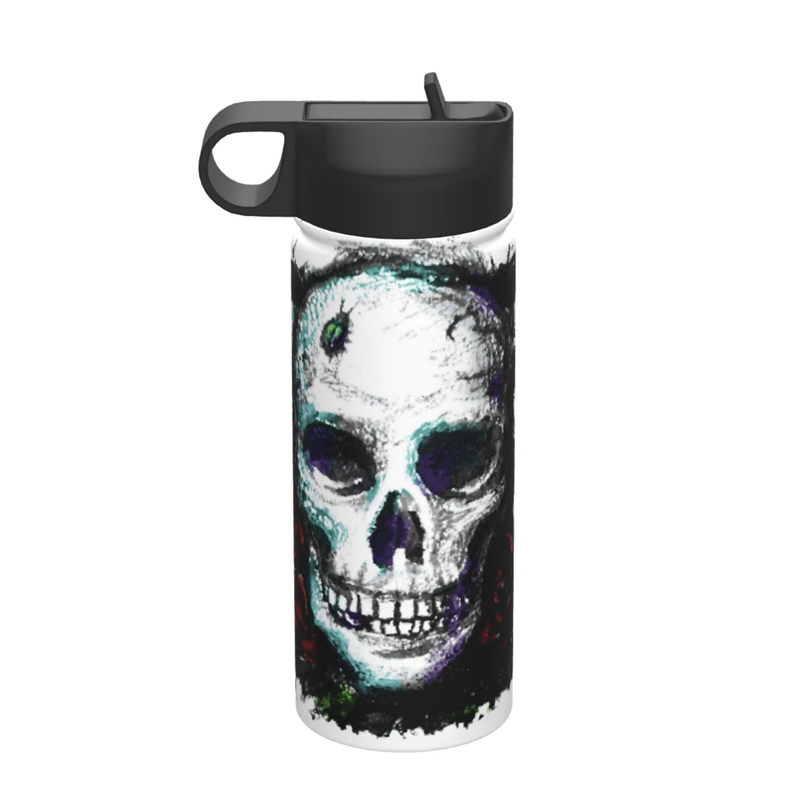 Pofeuu Watercolor Skull Print 18oz Sports Insulated Kettle, Sports ...