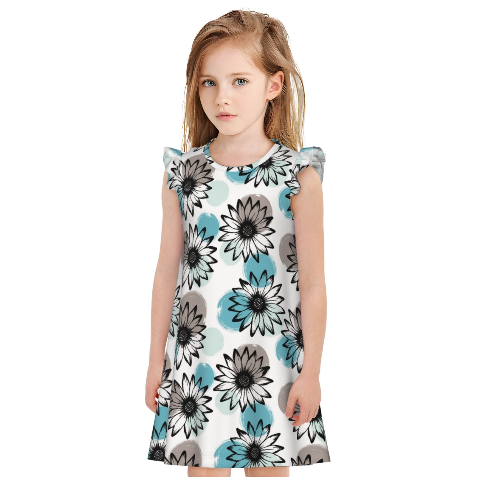 Pofeuu Watercolor Sunflower Print Girls Nightgowns, Nightgown Princess ...