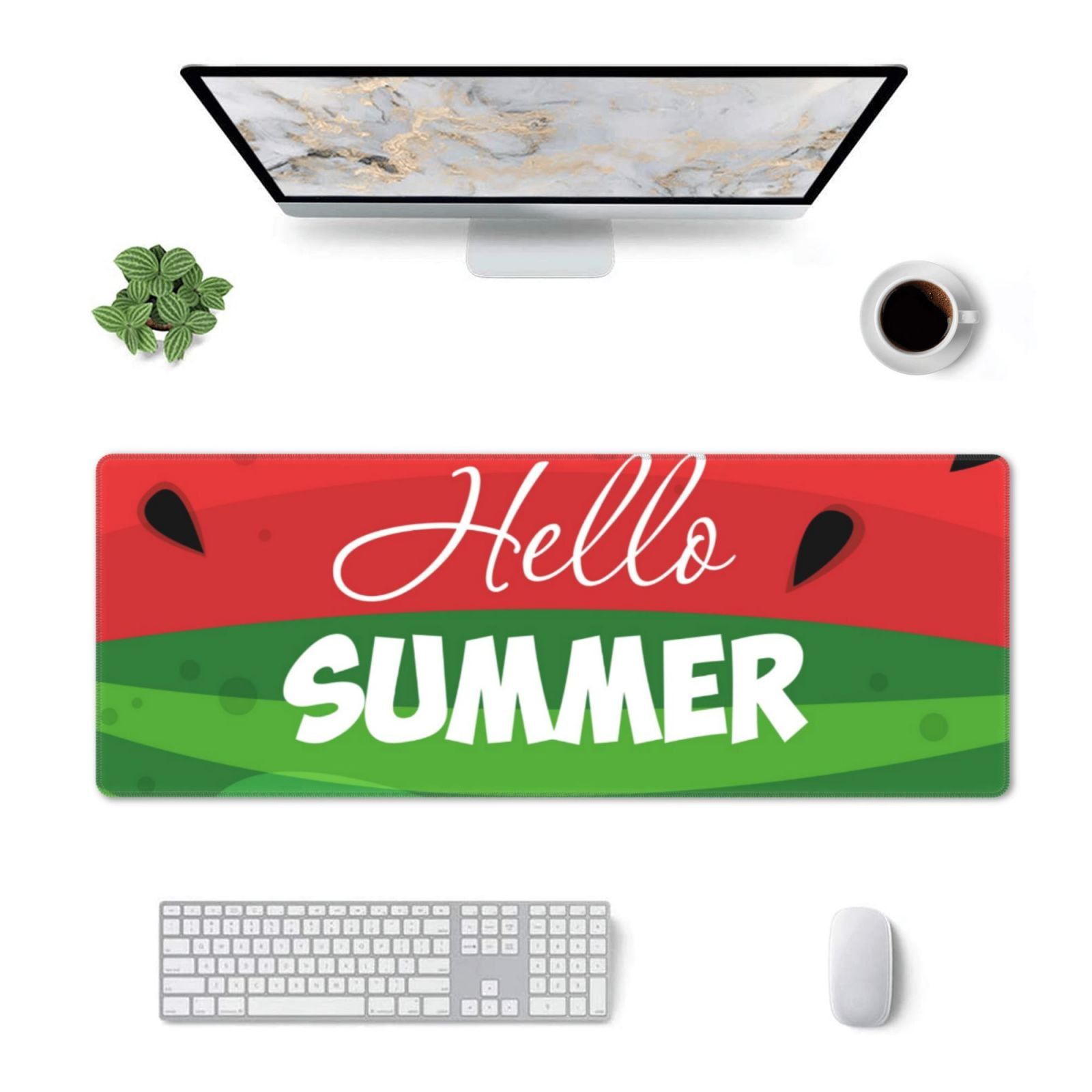 Pofeuu Watermelon Hello Summer Print Desk Mat for Keyboard and Mouse ...
