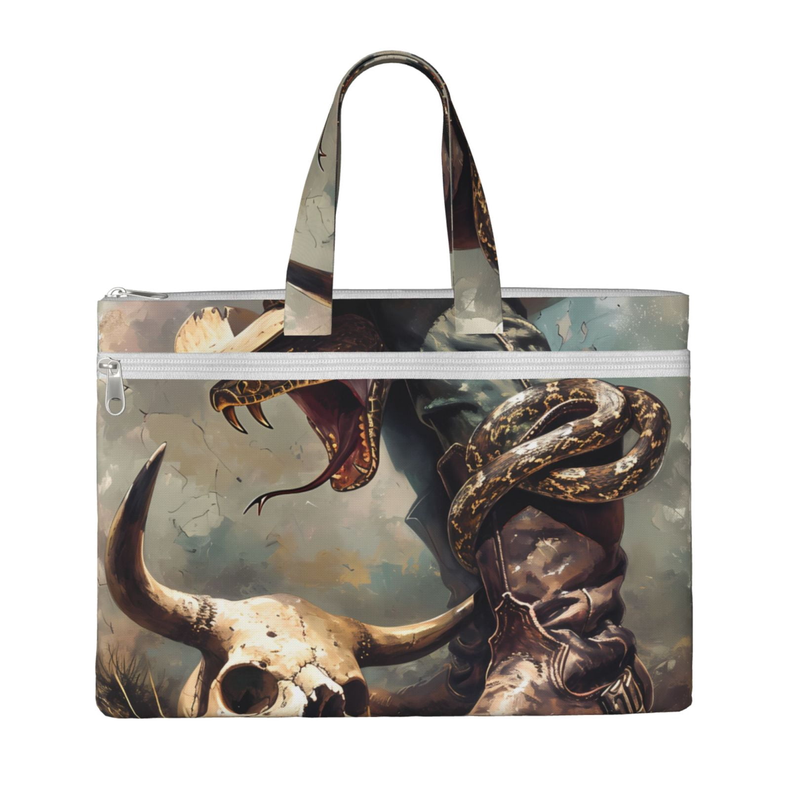 Pofeuu Western Cowboy Snake Ram Skull Print Laptop Bag Carrying ...