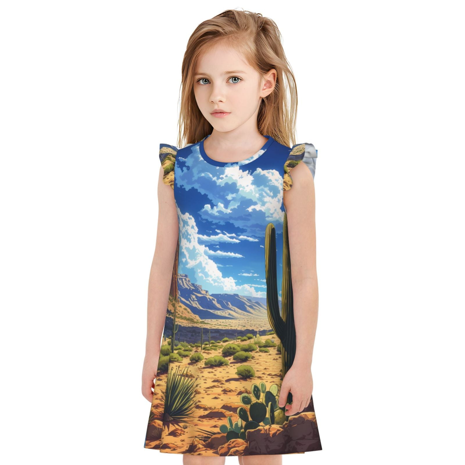 Pofeuu Western Desert Cactus Print Girls Nightgowns, Nightgown Princess ...