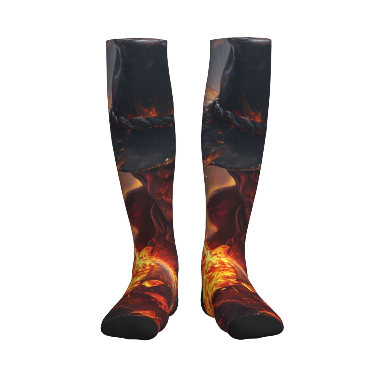 Pofeuu Western Fire Cowboy Print Compression Socks for Women & Men ...