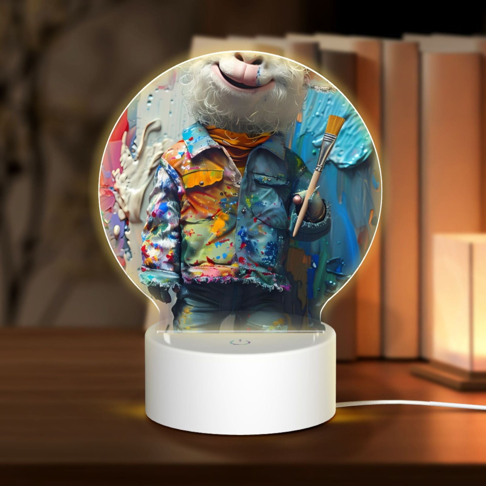 Pofeuu Whimsical Goat Artist Print LED Christmas Night Light Lamp Base ...