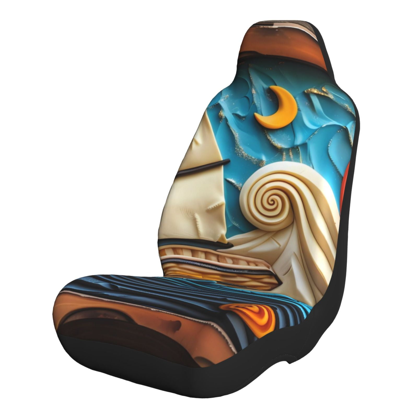 Pofeuu Whimsical Sailboat Ocean Art Print Automotive Car Seat Covers ...