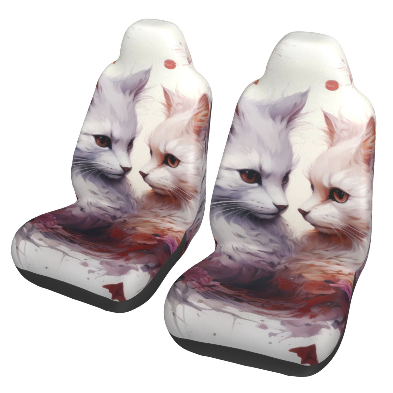 Pofeuu White Red Cat Couple Print Automotive Car Seat Covers Flat Cloth ...