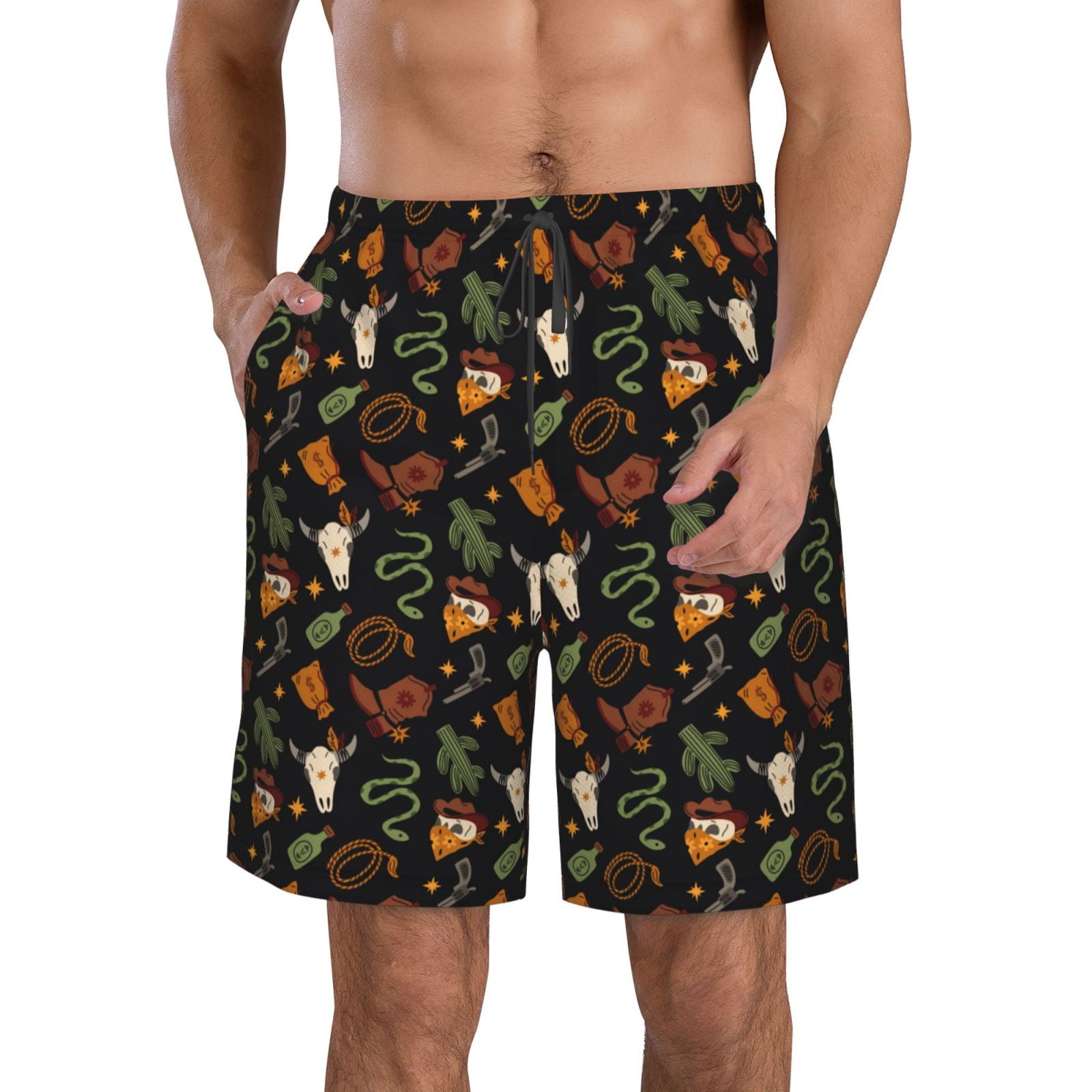 Pofeuu Wild West Cowboy Prin Men's Swim Trunks Quick Dry Bathing Suit ...