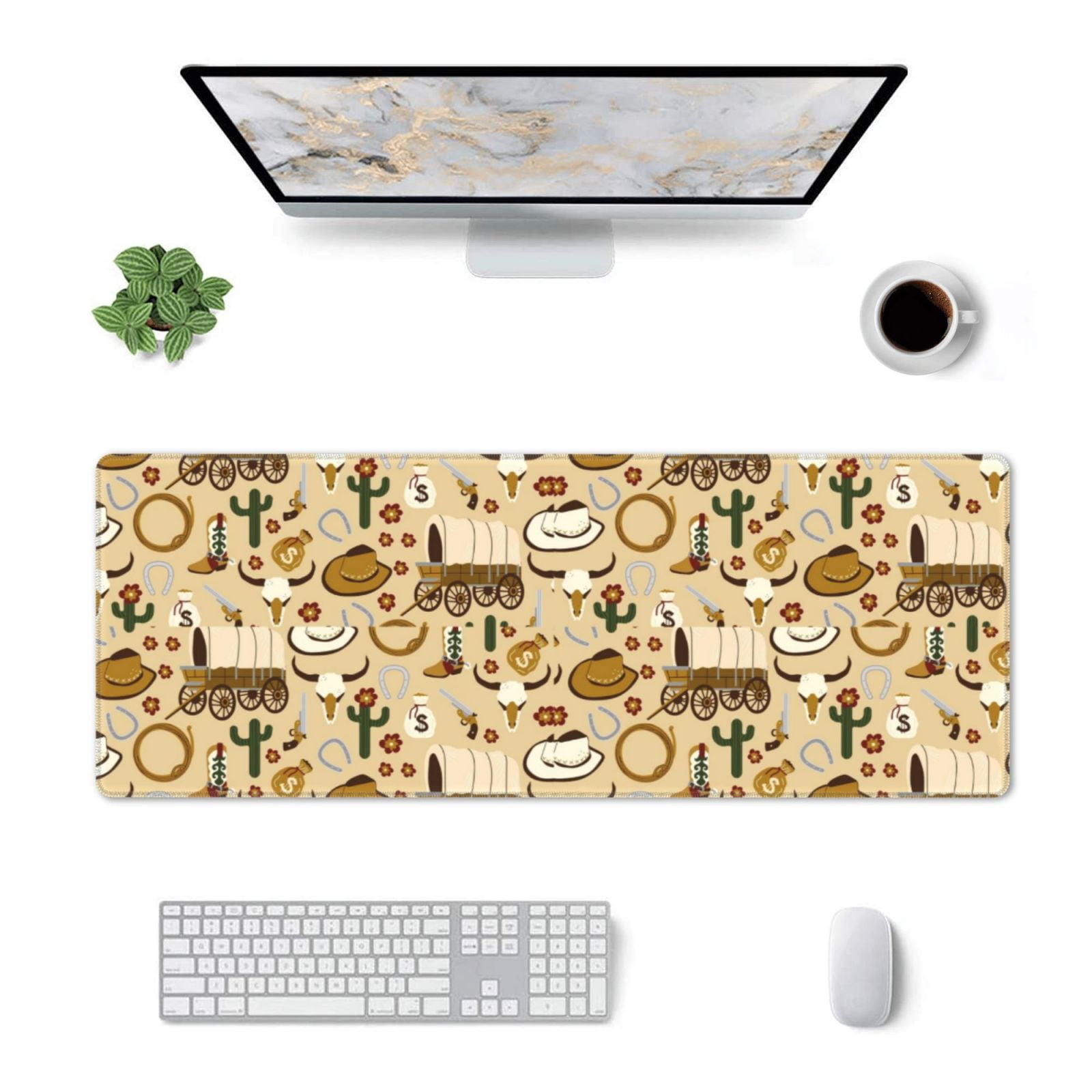 Pofeuu Wild West Cowboy Print Desk Mat for Keyboard and Mouse，Computer ...