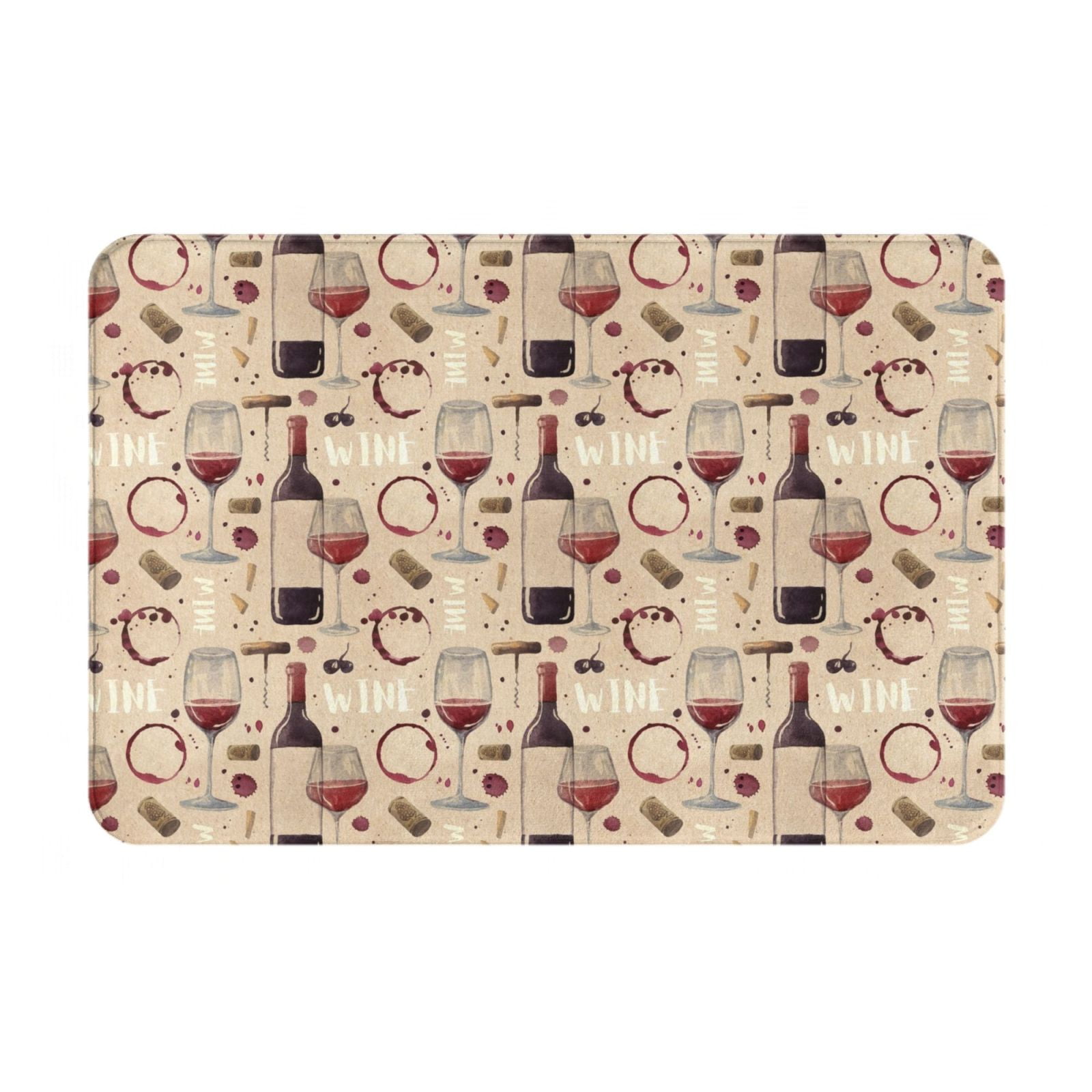 Pofeuu Wine Glasses Print Flannel Doormats Rug16"x24"Rug Washable ...