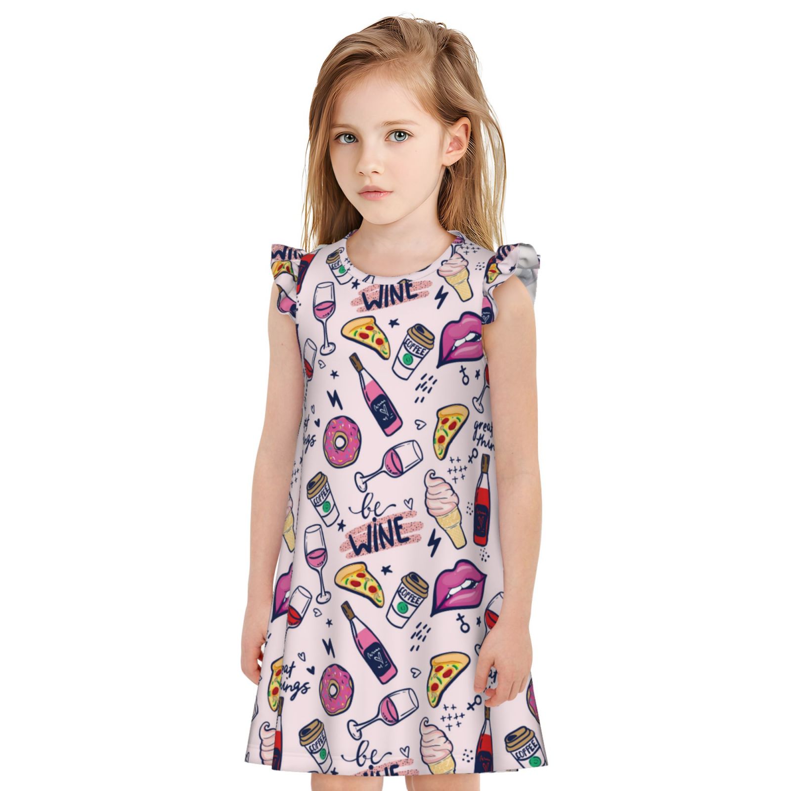Pofeuu Wine Print Girls Nightgowns, Nightgown Princess Pajama Dresses ...
