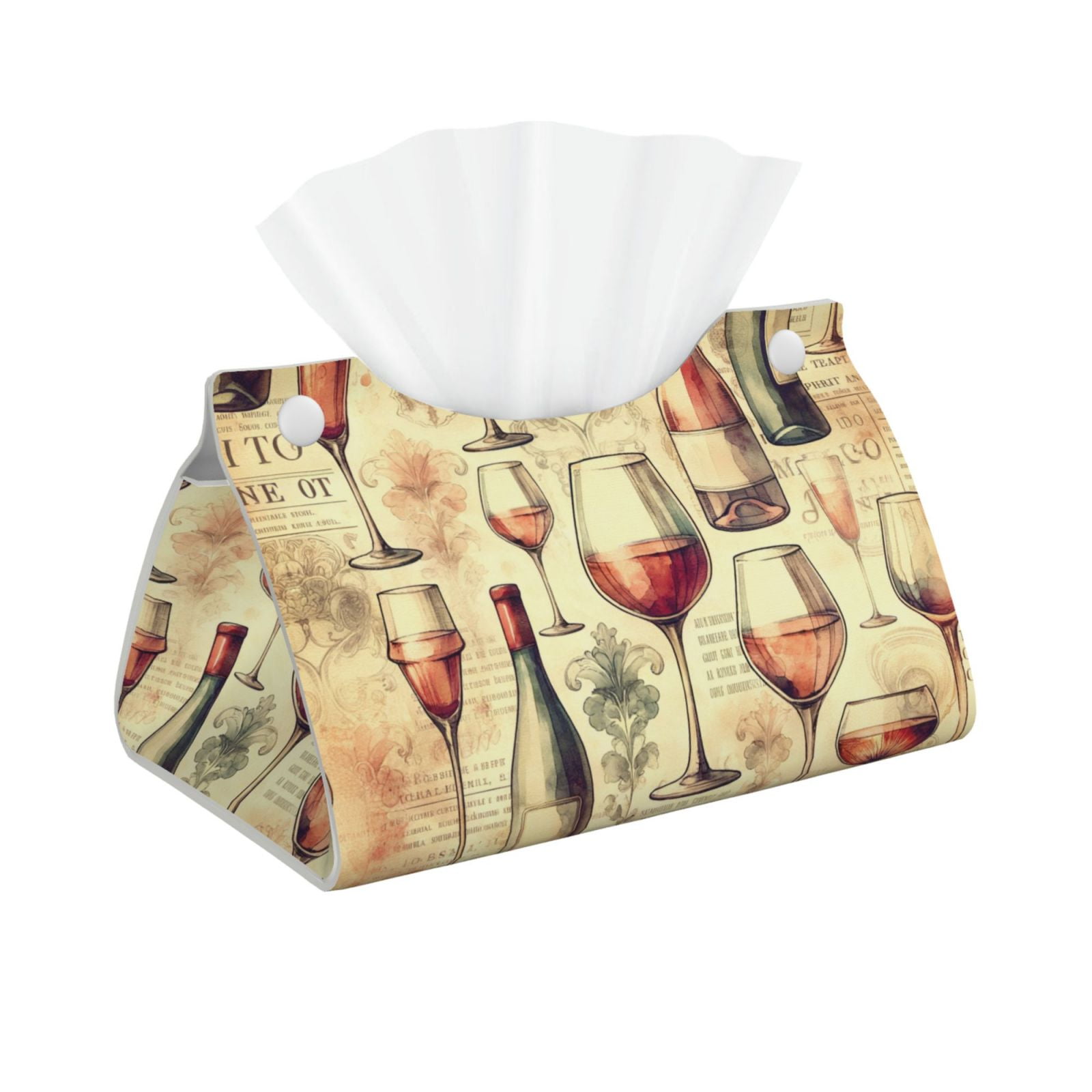 Pofeuu Wine Print Tissue Box Cover, Modern Decorative PU Leather ...