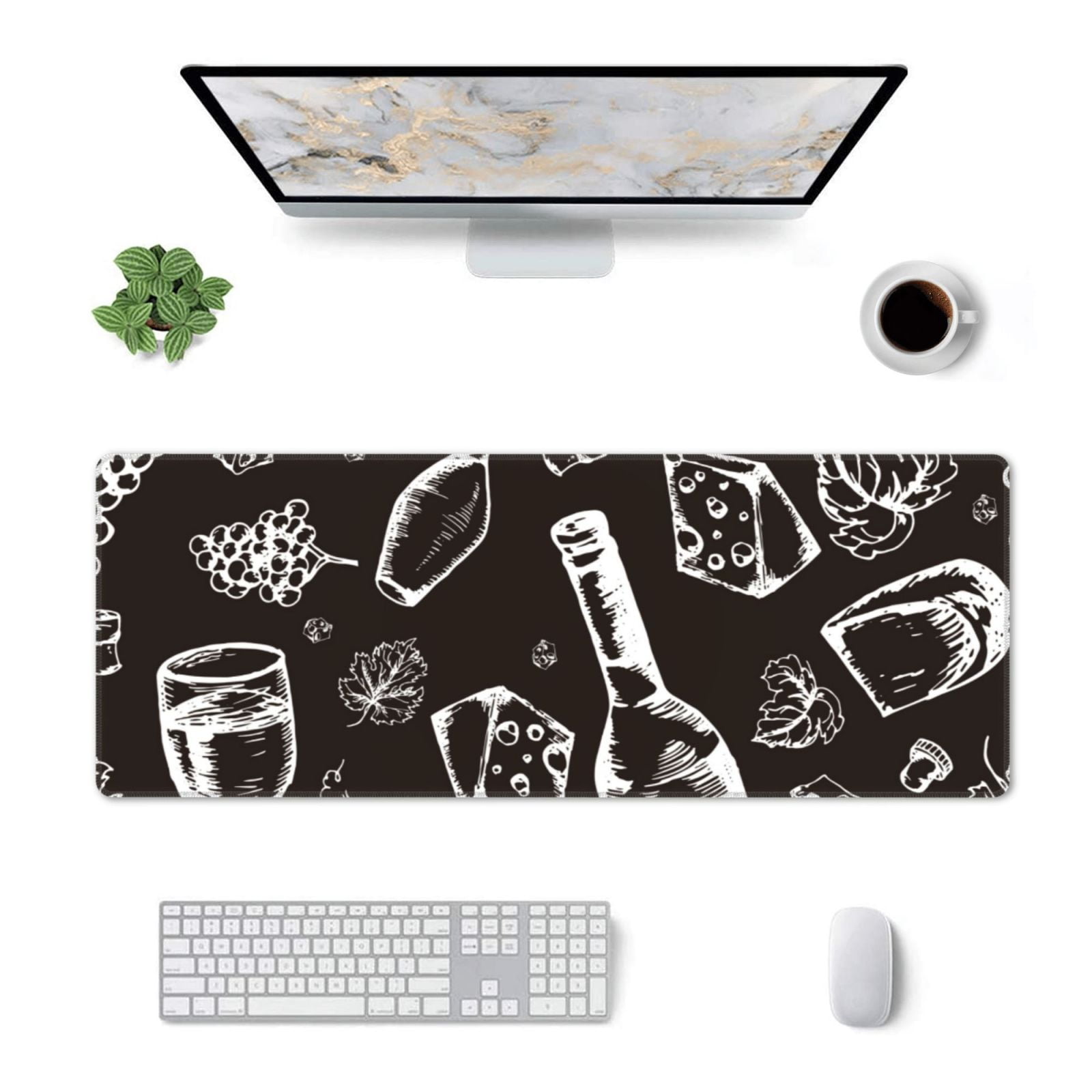 Pofeuu Wine Seamless Print Desk Mat for Keyboard and Mouse，Computer ...