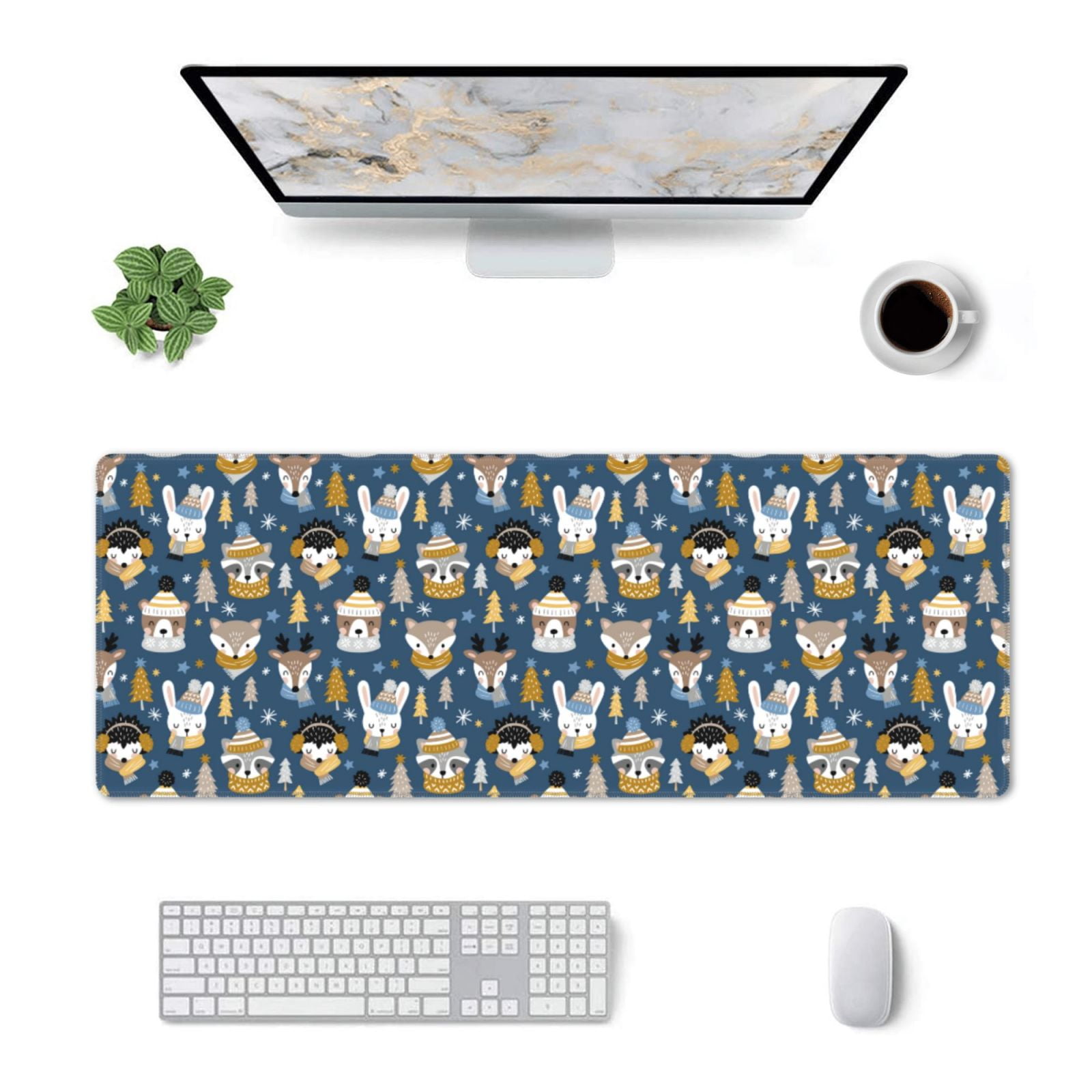 Pofeuu Winter Animal Friends Print Desk Mat for Keyboard and Mouse ...