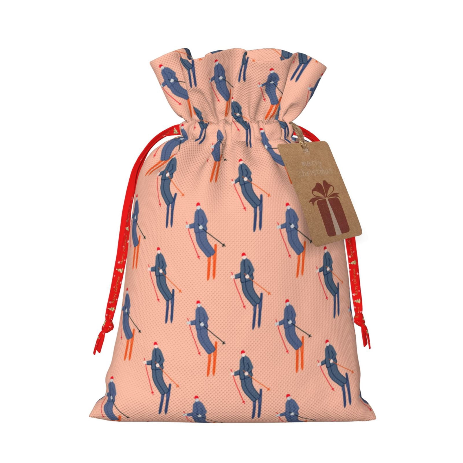 Pofeuu Winter Skiing Adventure Print Burlap Bags with Drawstrings ...