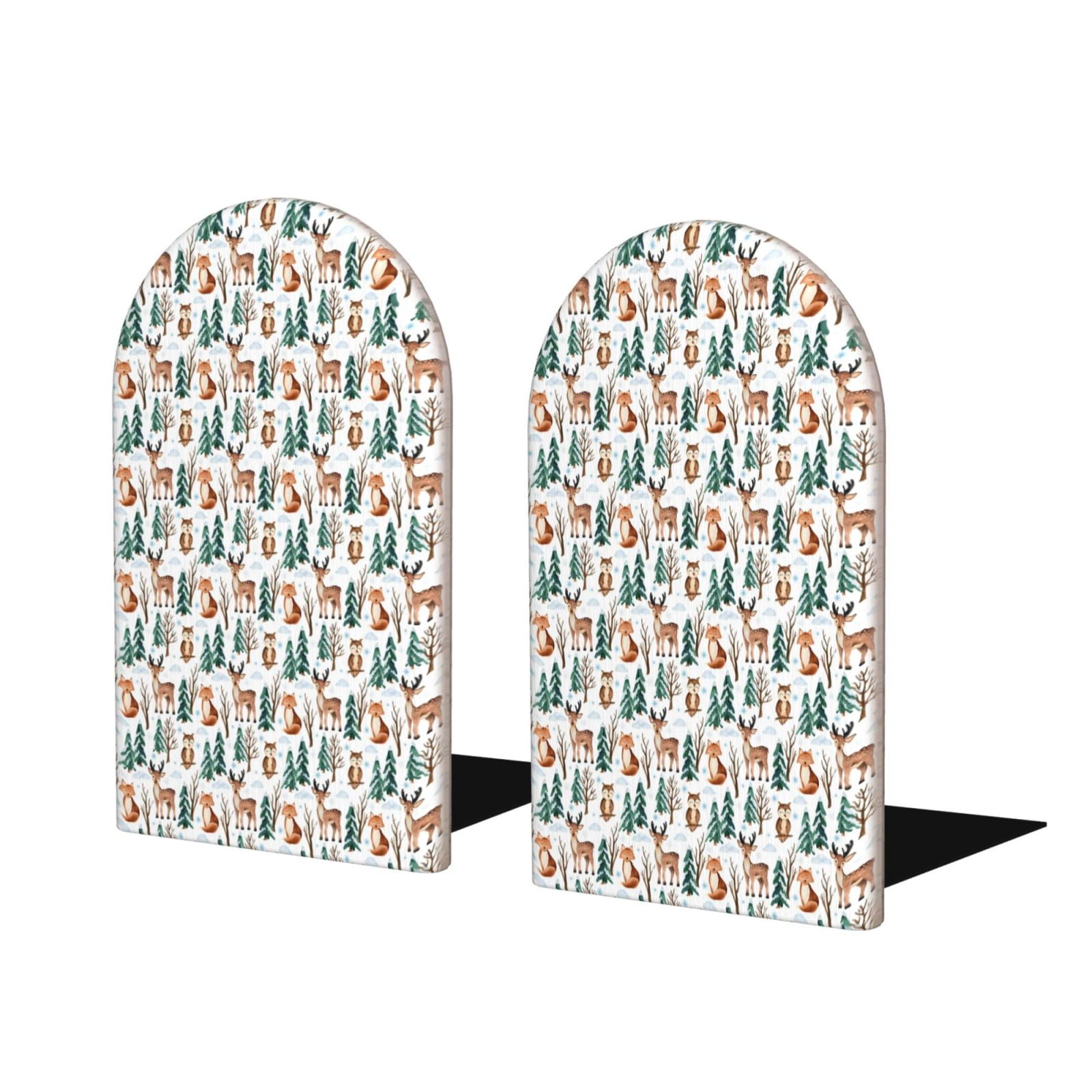 Pofeuu Winter Woodland Friends Print Large Bookend Hold Heavy Books ...