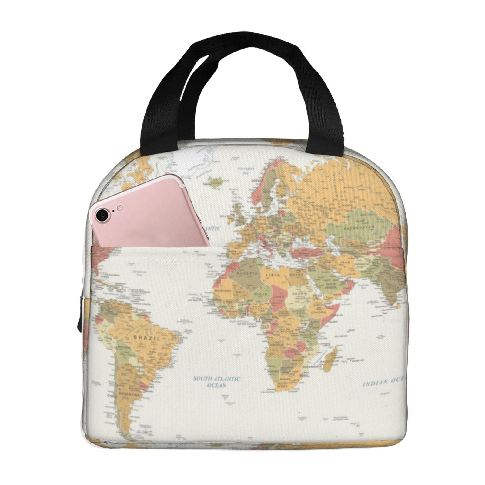 Pofeuu World Map 1 Print Lunch Bag Lunch Box Insulated Lunch Bag Adult ...
