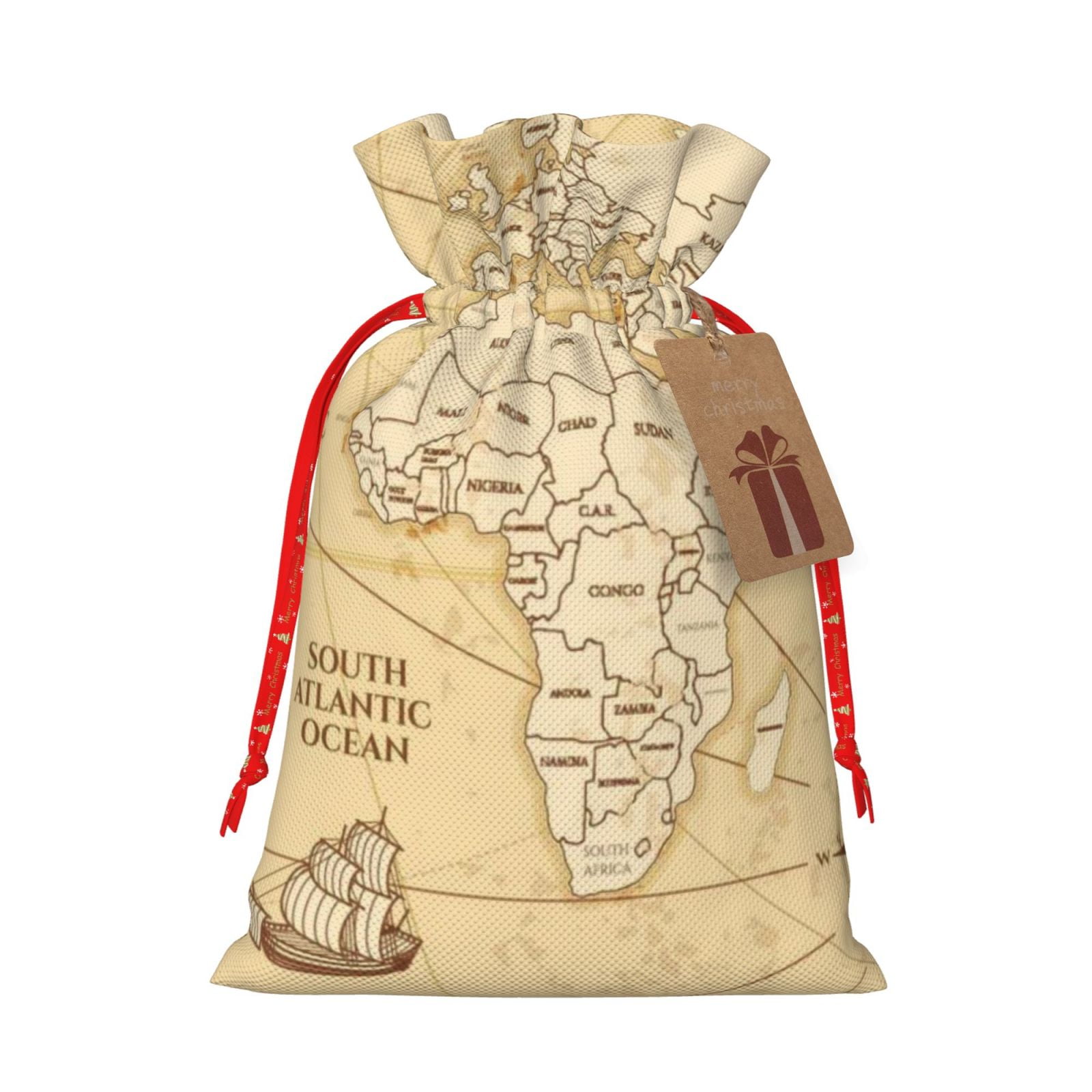 Pofeuu World Map Print Burlap Bags with Drawstrings Drawstring Gift ...