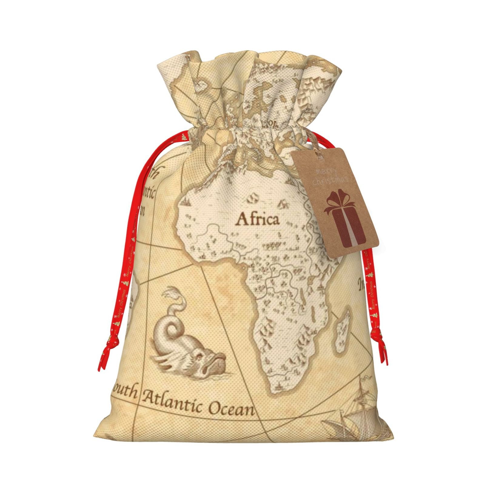 Pofeuu World Map Print Burlap Bags with Drawstrings Drawstring Gift ...